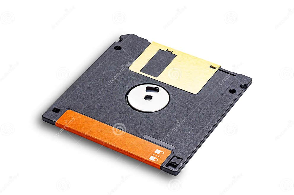 High Angle View of Single Old Data Storage Technology Black Floppy Disk Stock Image - Image of ...
