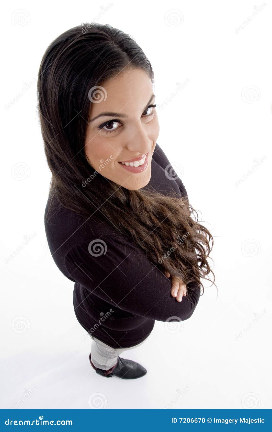 High Angle View of Smiling Model Stock Photo - Image of person, glamor ...