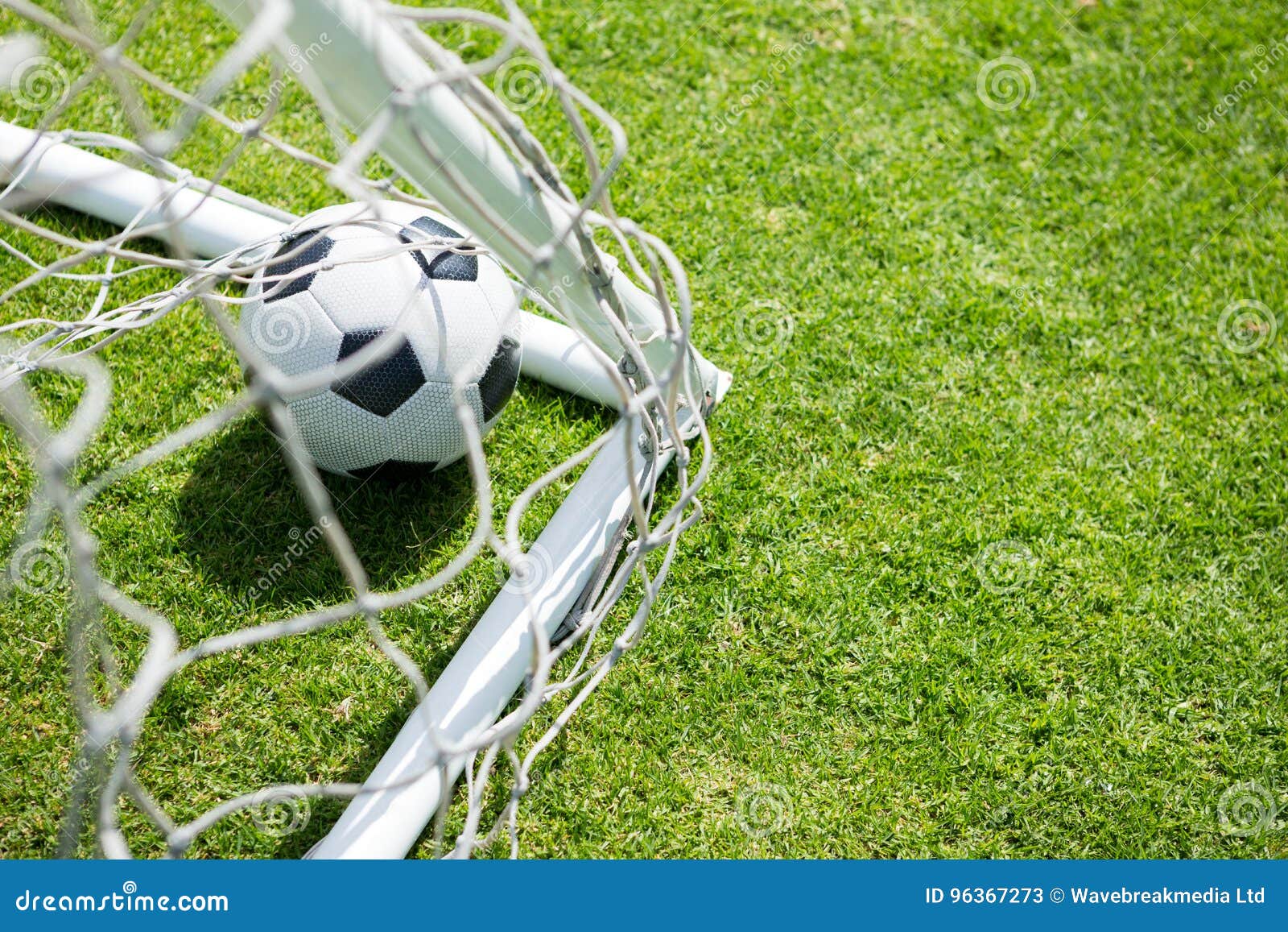 High Angle View of Soccer Ball by Goal Post Stock Image - Image of ...