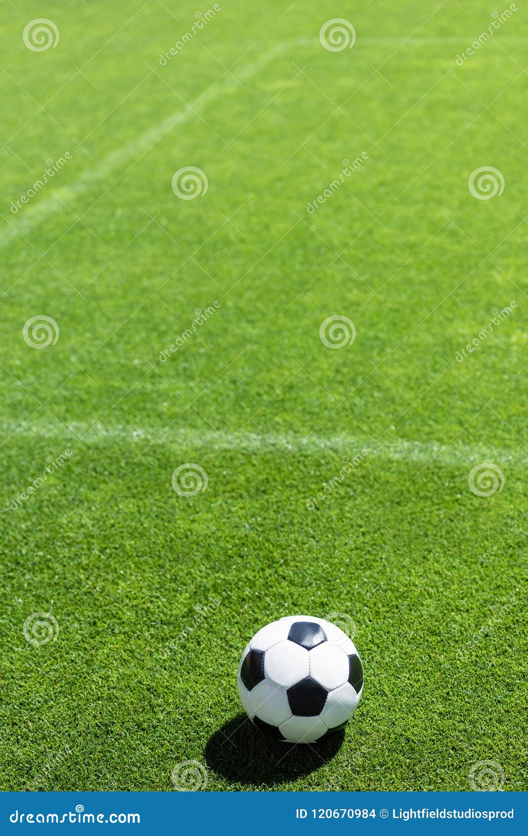 High Angle View of Soccer Ball Lying Stock Photo - Image of space ...