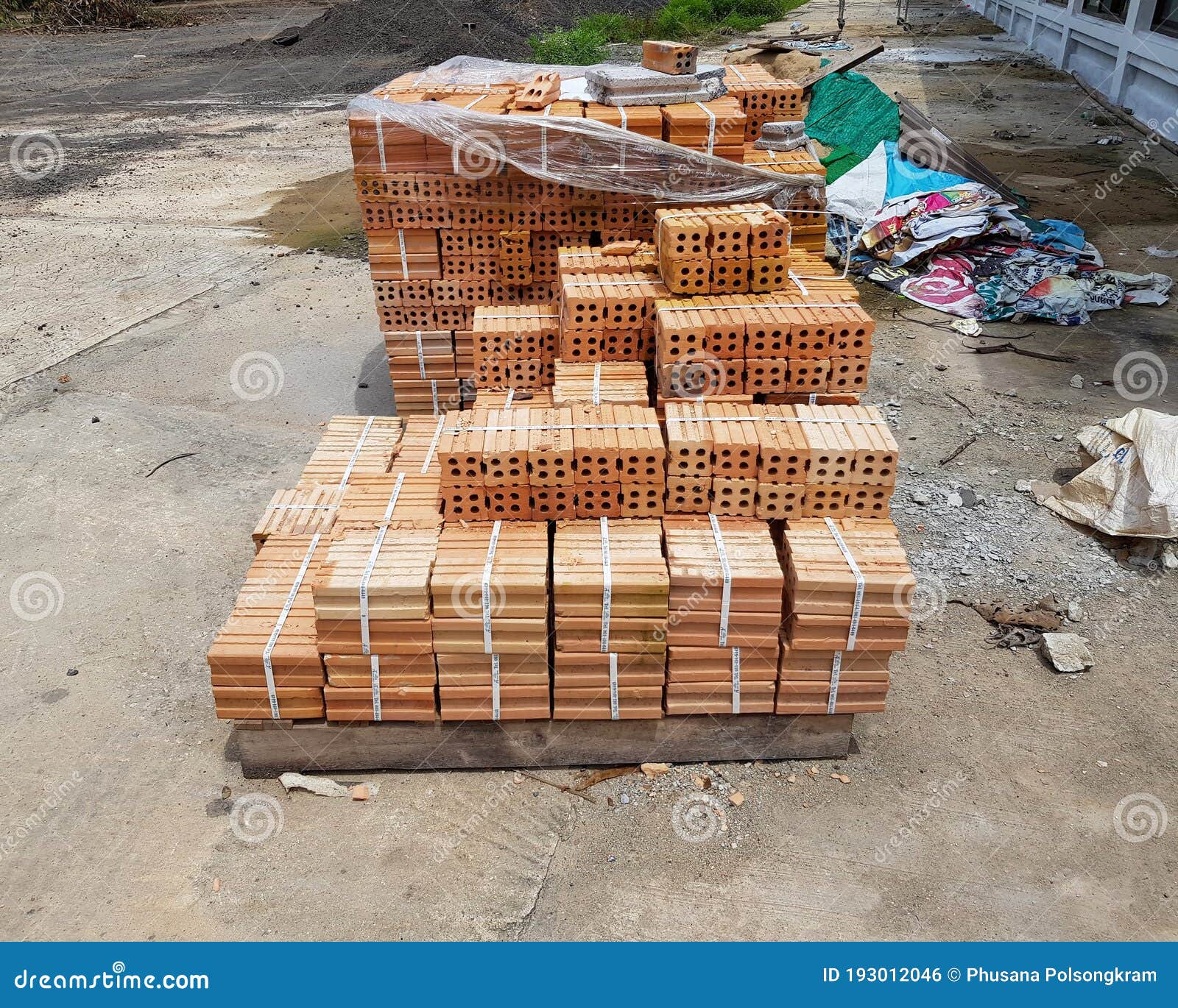 Stack Of Bricks At Construction Site Stock Photography | CartoonDealer ...
