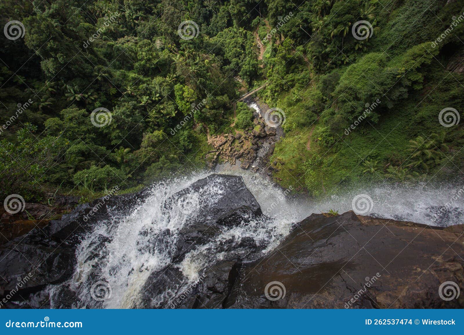 High Angle View of a Steep Streaming Waterfall in the Deciduous Forest ...