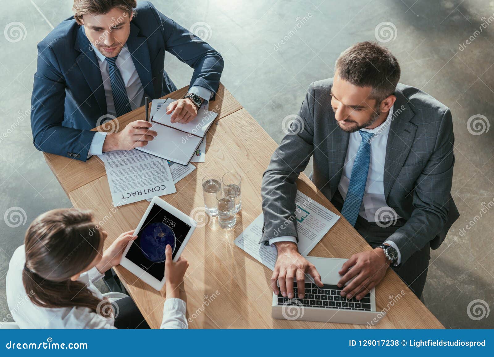 High Angle View of Successful Business People Working Together ...