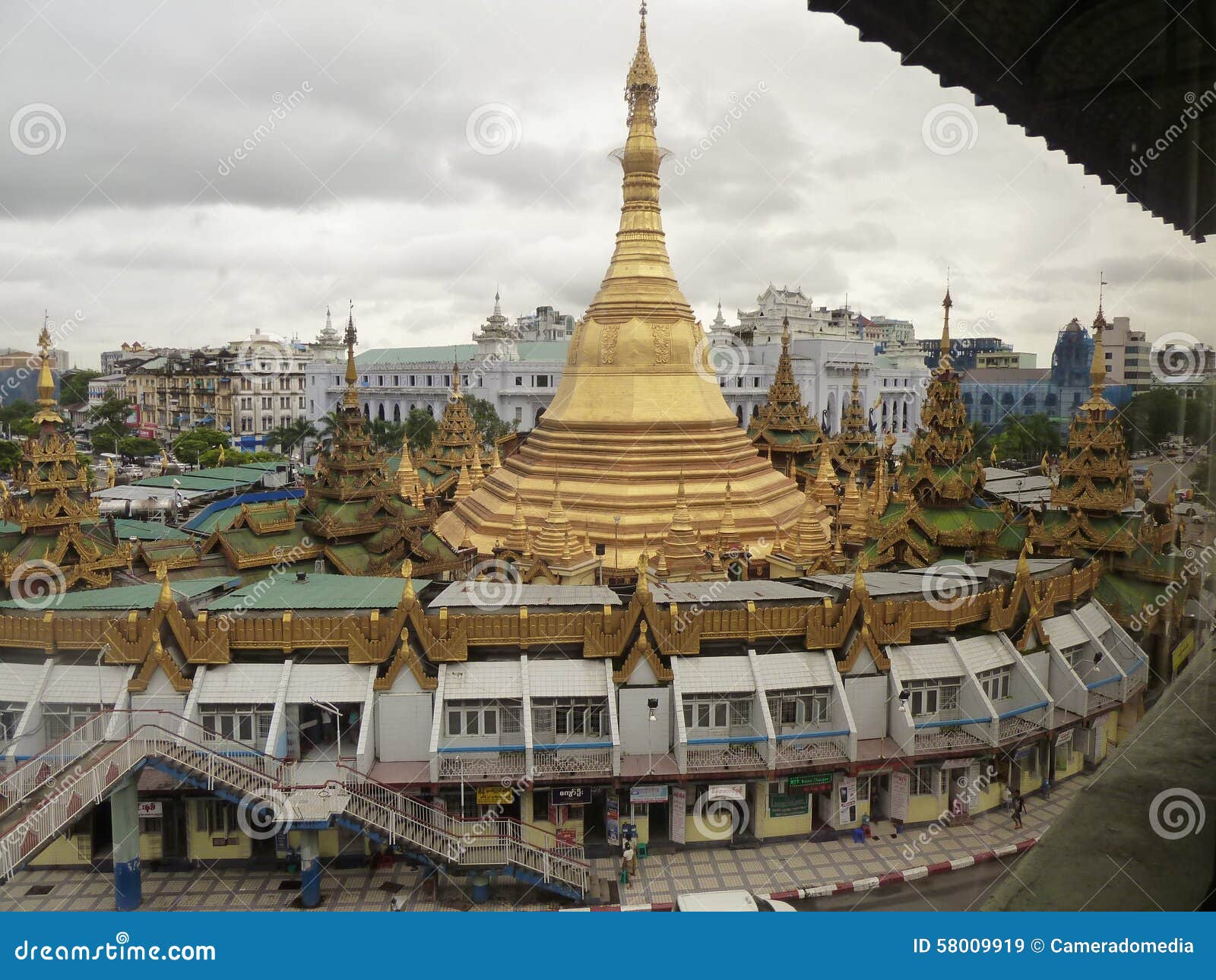 High Angle View of Sule Pagoda, Yangon (Rangoon), Burma Editorial Stock ...