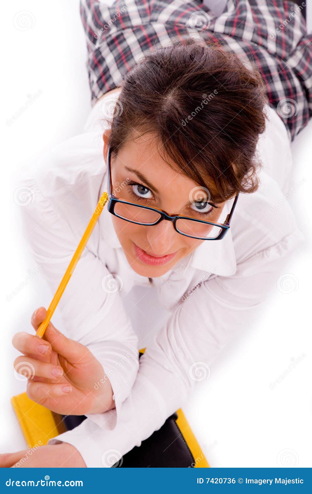 High Angle View of Thinking Student Stock Photo - Image of cloth ...