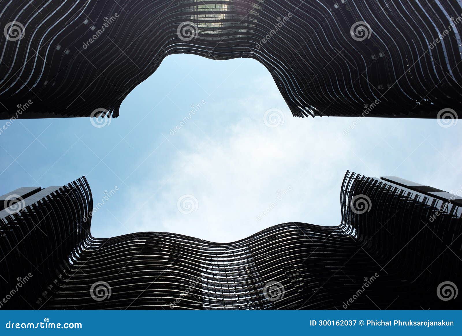 High Angle View Top of Modern Building with Blue Sky Background Stock ...