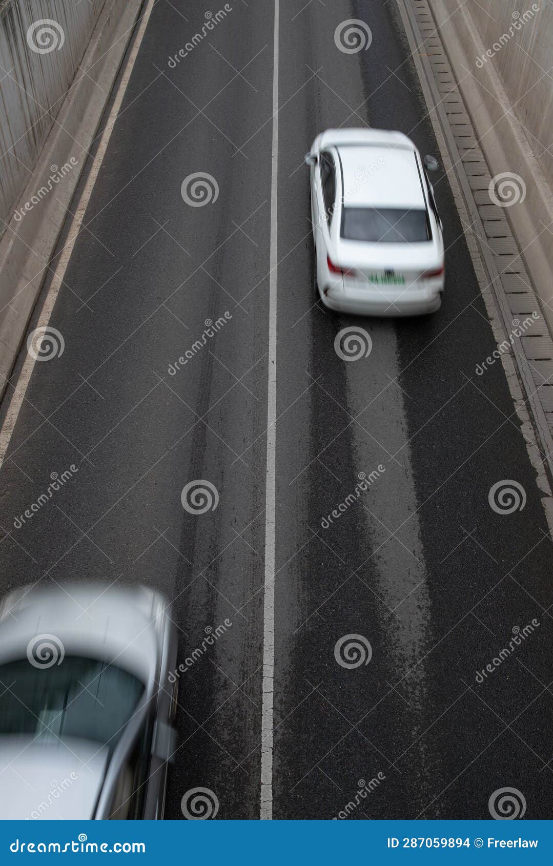High Angle Two Cars Driving on Blacktop Stock Photo - Image of people ...