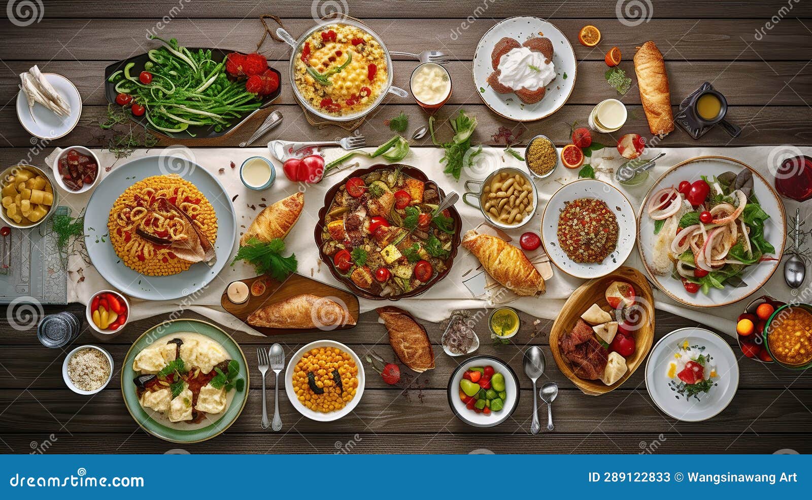 High Angle View of Various Food on Table Generative AI Stock Image ...