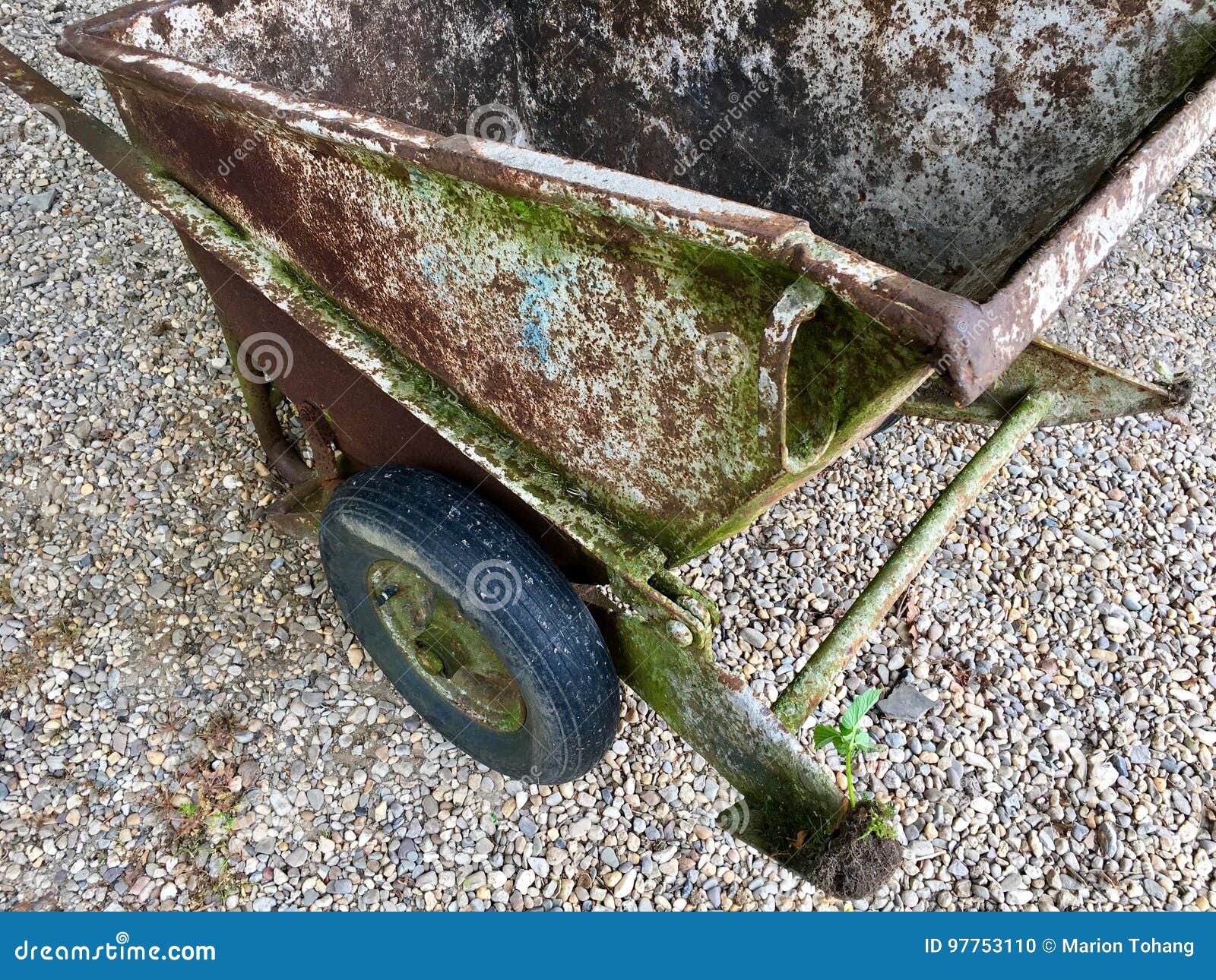 High Angle View of a Very Old and Rusty Wheelbarrow I Stock Photo ...