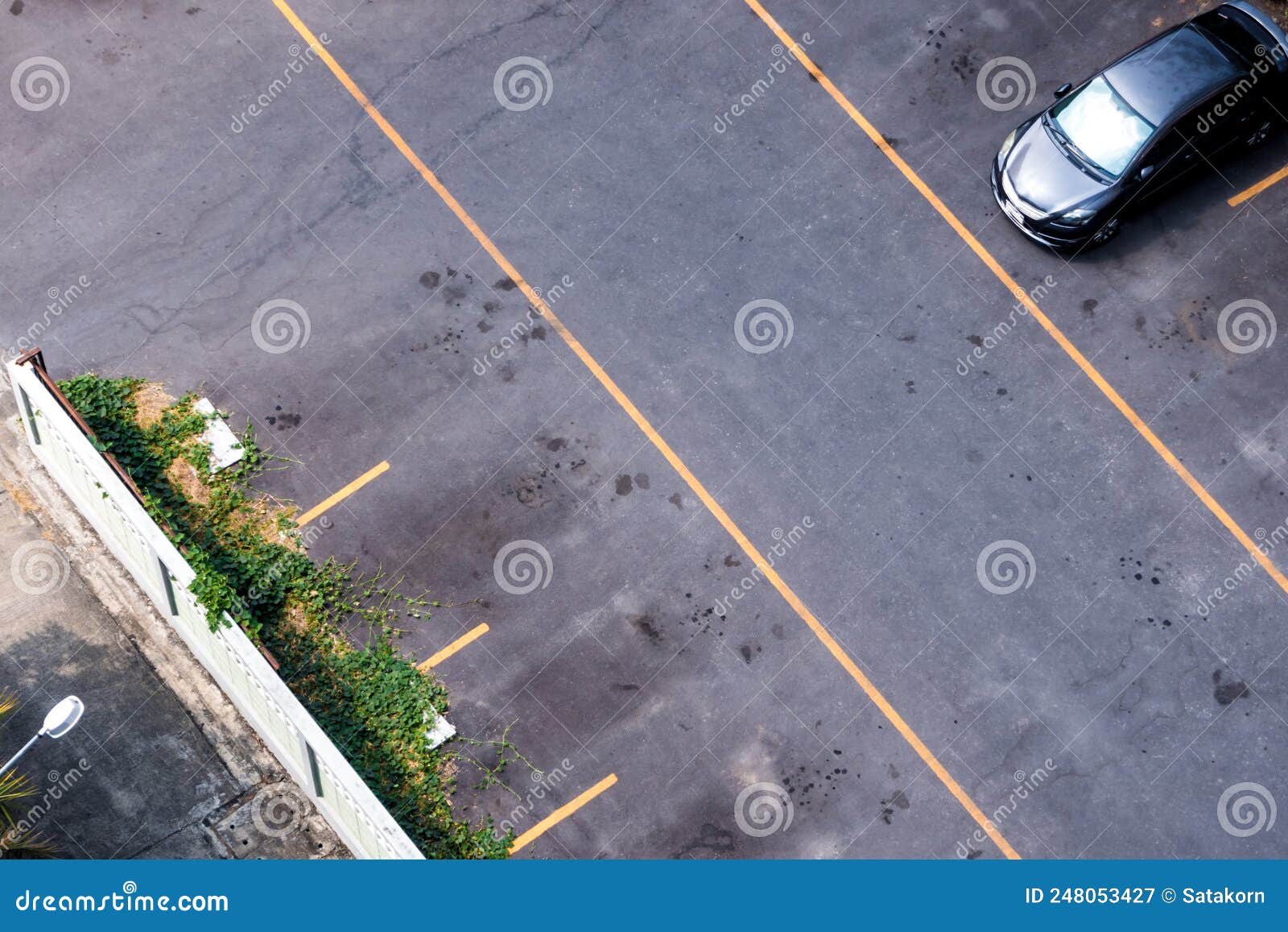 High Angle View of a Weed-covered Parking Lot Stock Image - Image of ...
