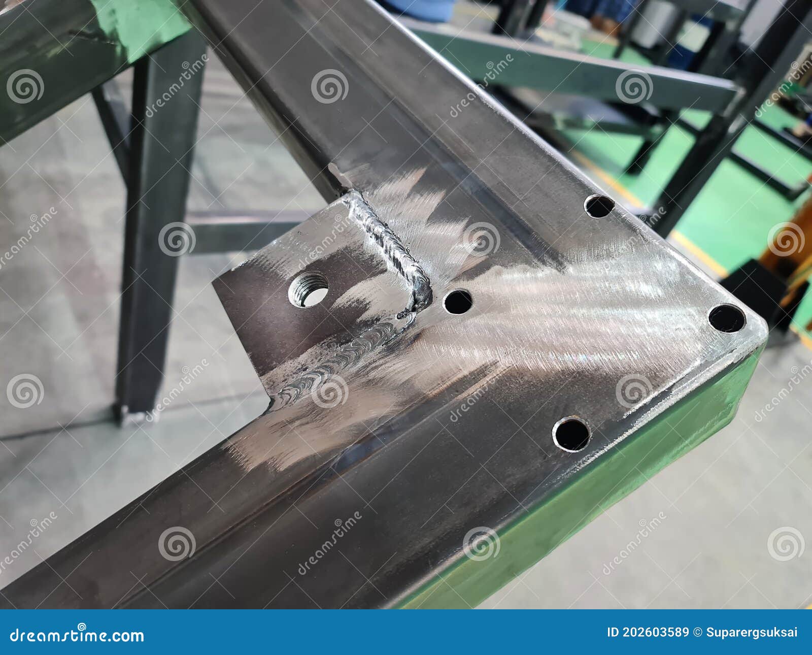 Close-up Welded Threaded Lug on Metal Frame at Workshop Stock Image ...