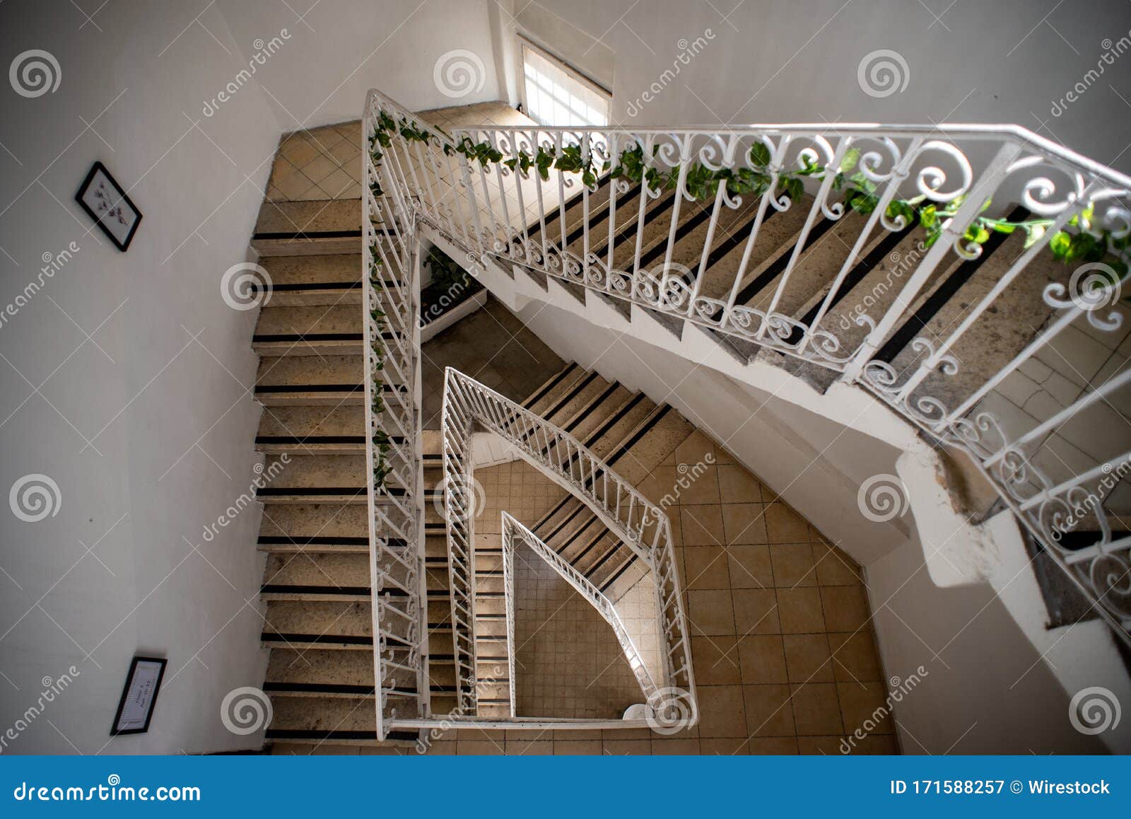 High Angle View of a White Staircase with Windows Under Sunlight ...
