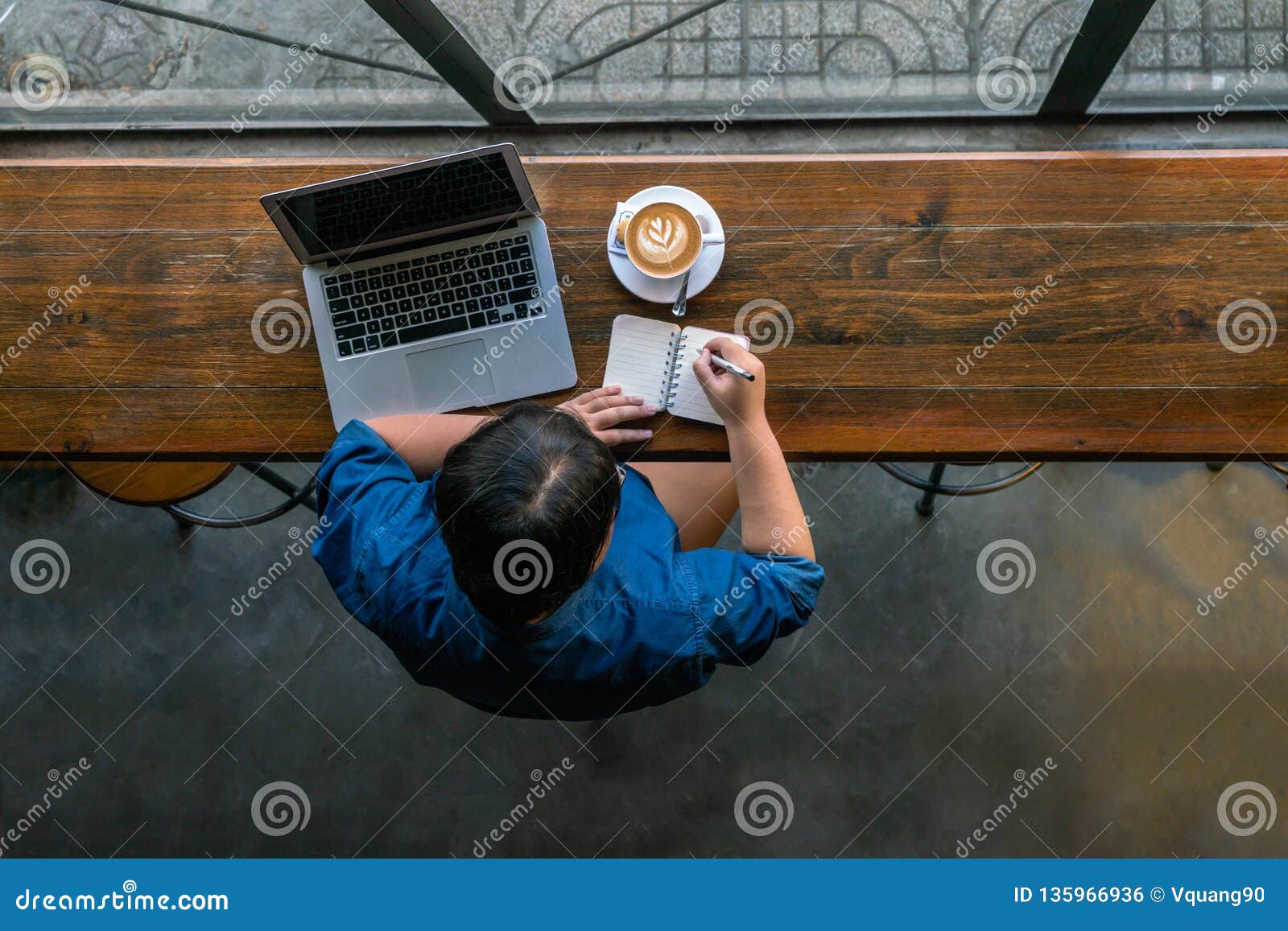 High Angle View of Woman Writing Notes Stock Photo - Image of indoors ...
