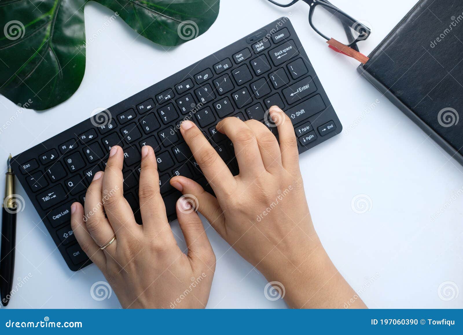 High Angle View of Women Hand Typing on Keyboard Stock Photo - Image of ...