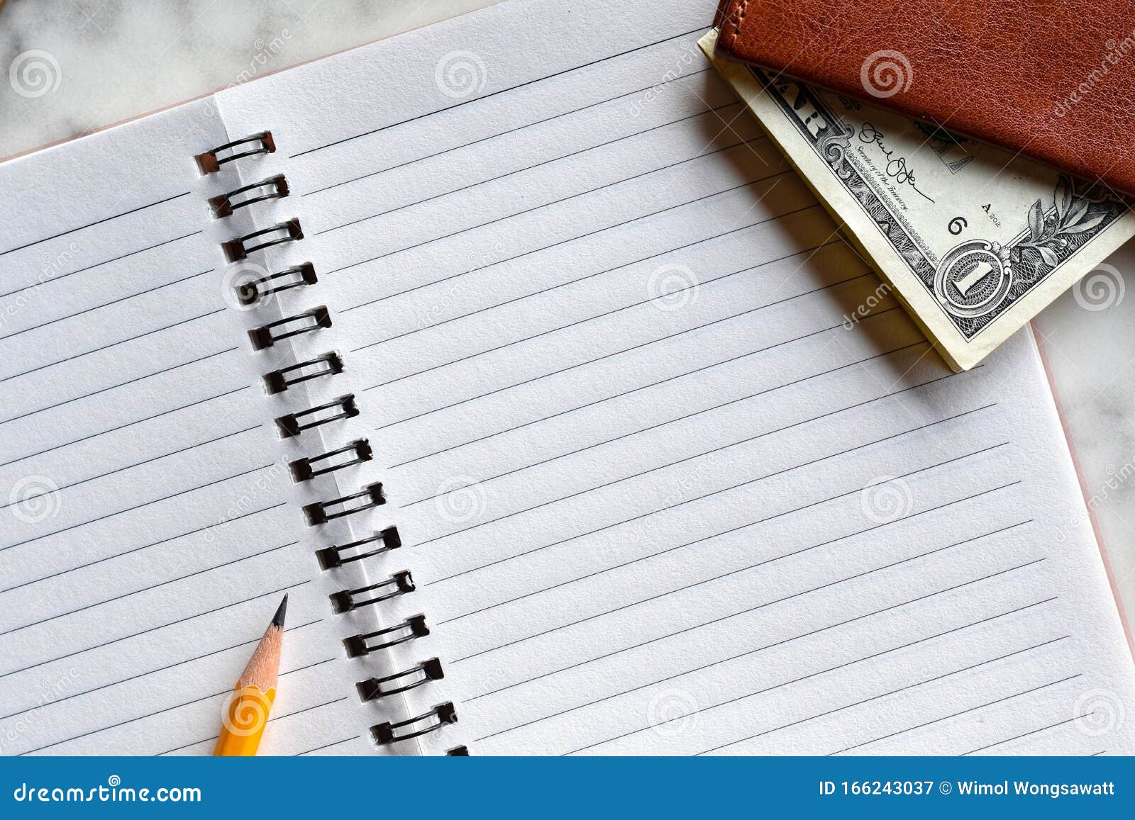 High Angle View, Writing Notebook for Earnings or Expenses. Stock Image ...