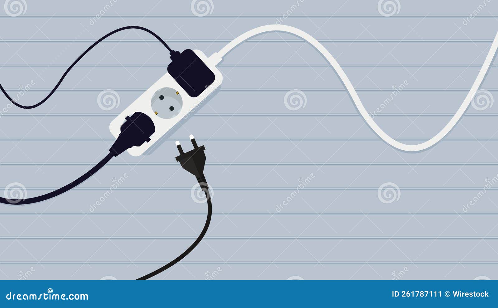 High Angle of a White Extension Cable with Different Wires Plugged To ...