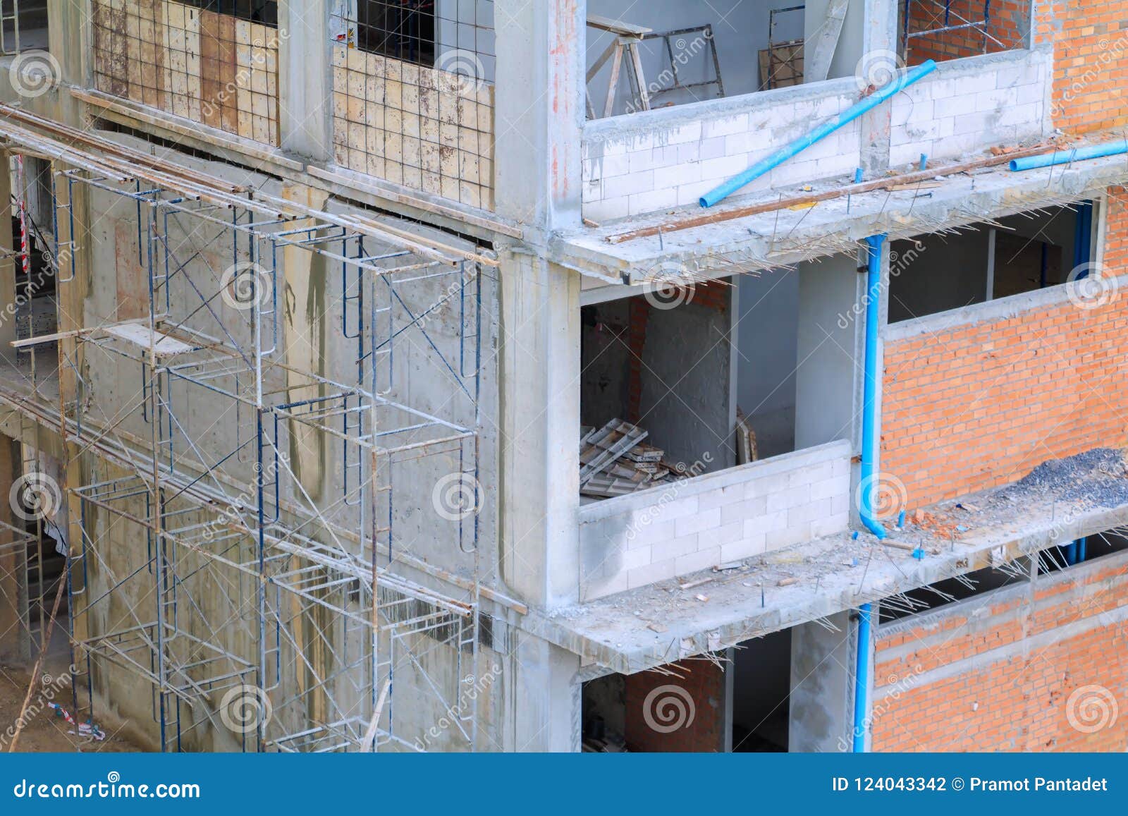 High Big Building Construction Site in Develop City. with Copy Space ...