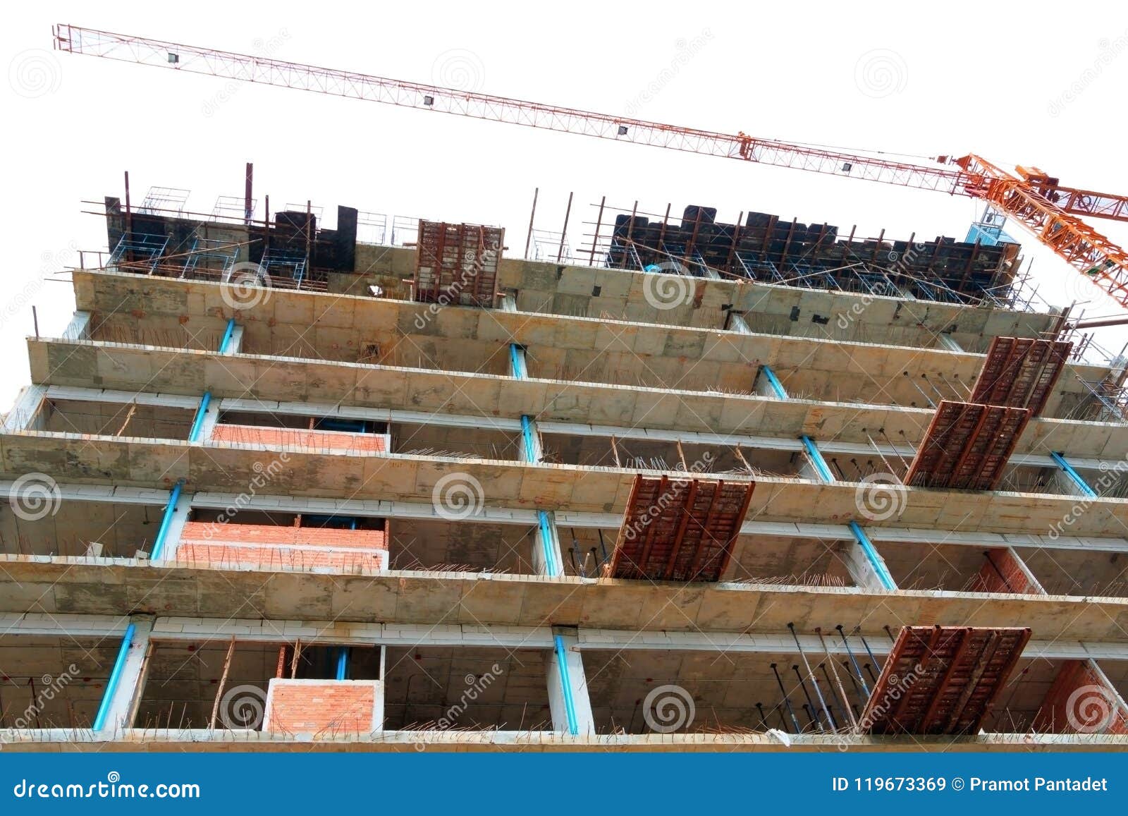 High Big Construction Site in Develop City and Crane Working. with Copy ...