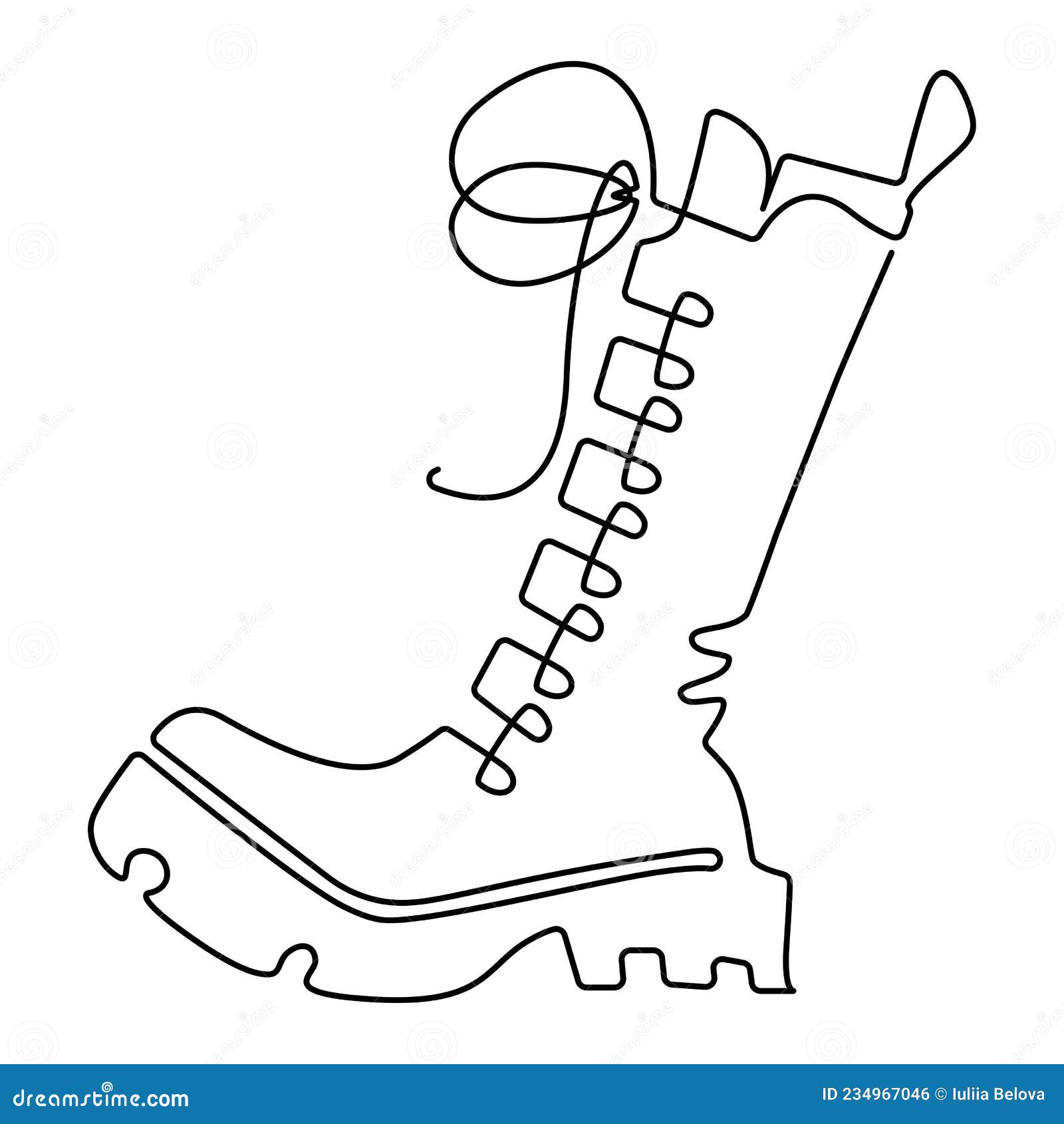 High Boots with Lacing. Continuous Line Drawing Stock Vector ...