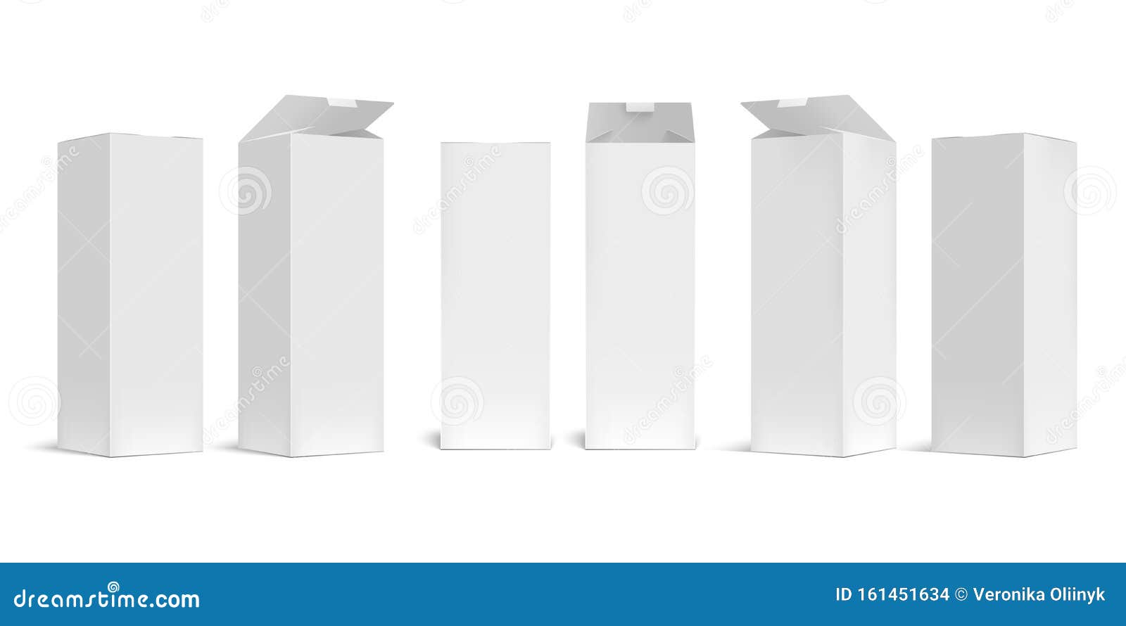 High Box Mockup. White Open Cardboard Packaging Long Boxes, Rectangular ...