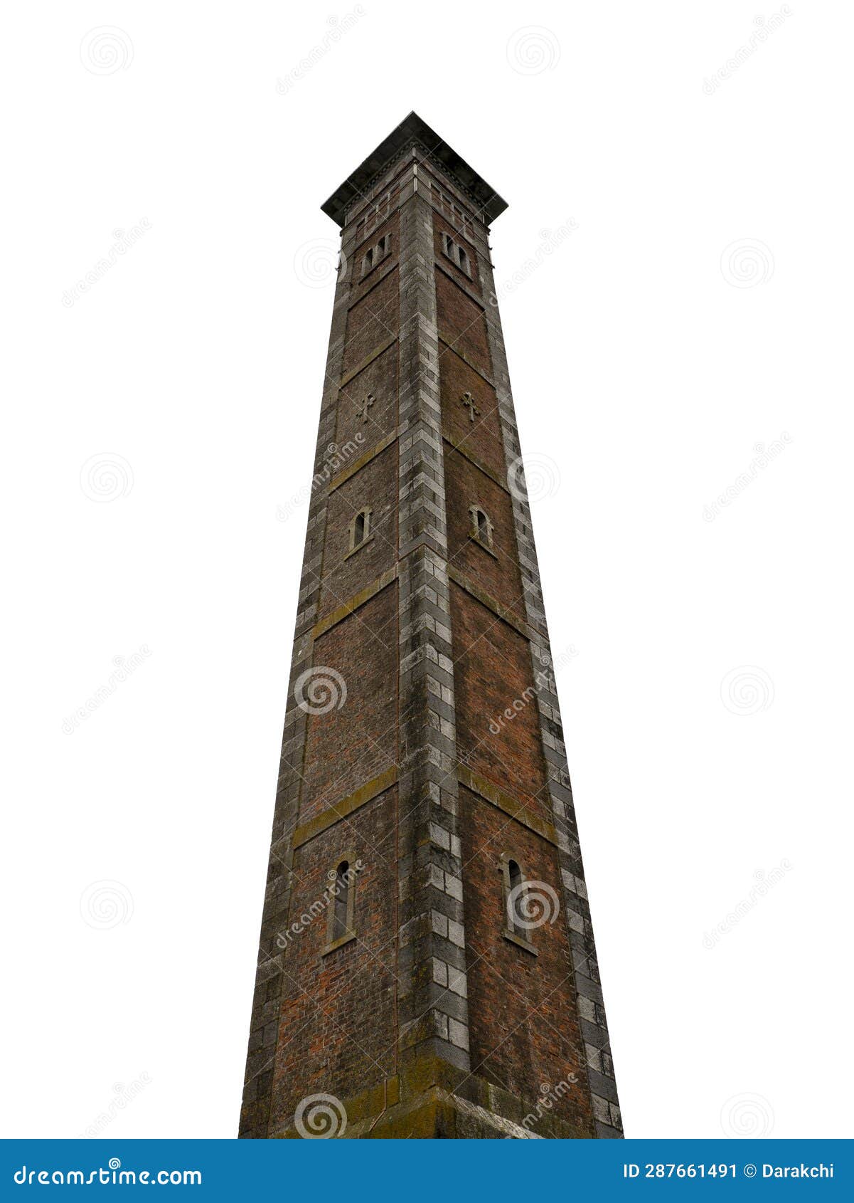 High Brick Tower Construction Over White Background Stock Image - Image ...