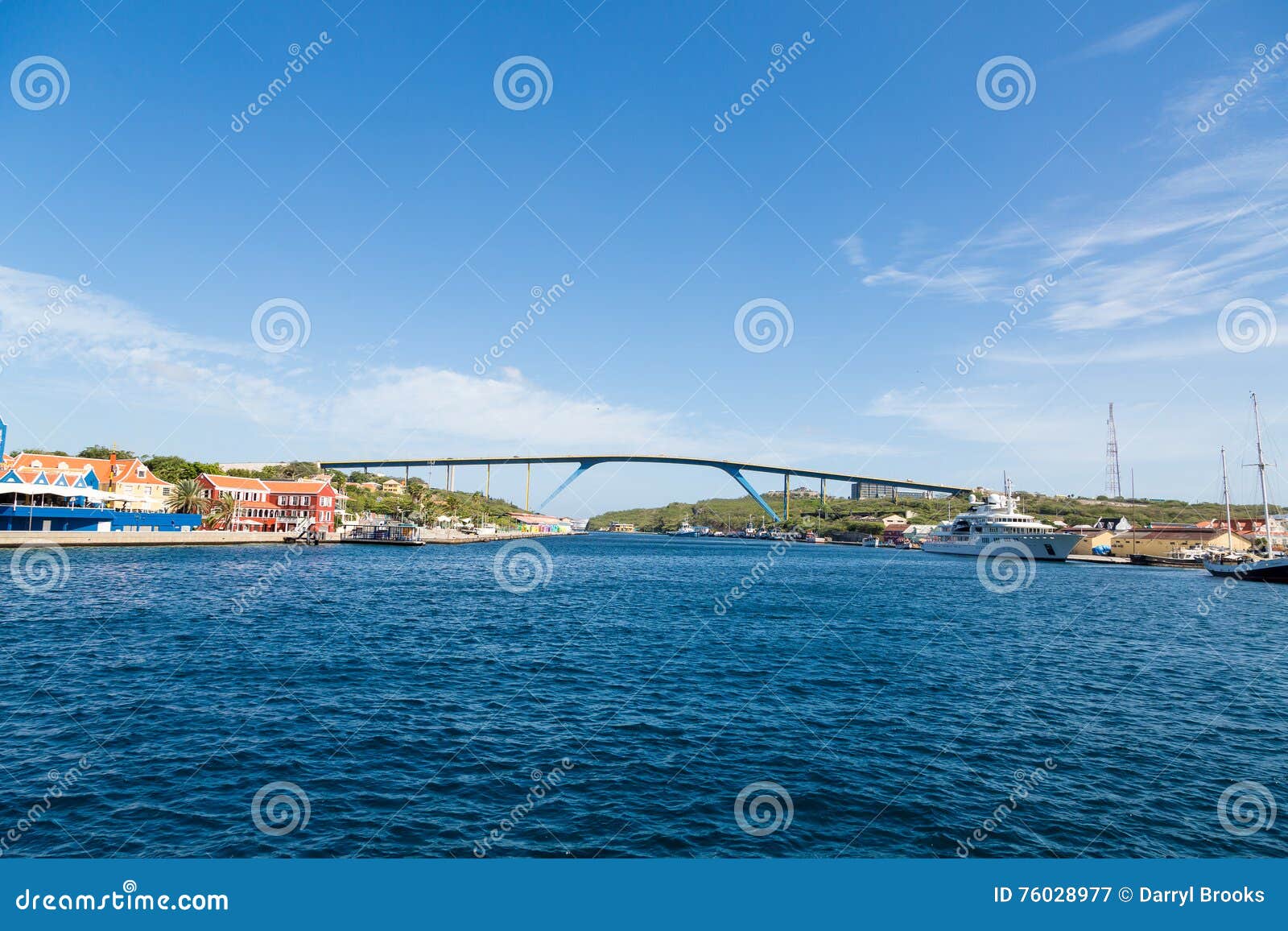 High Bridge and Yacht on Curacao Stock Image - Image of island, yellow ...