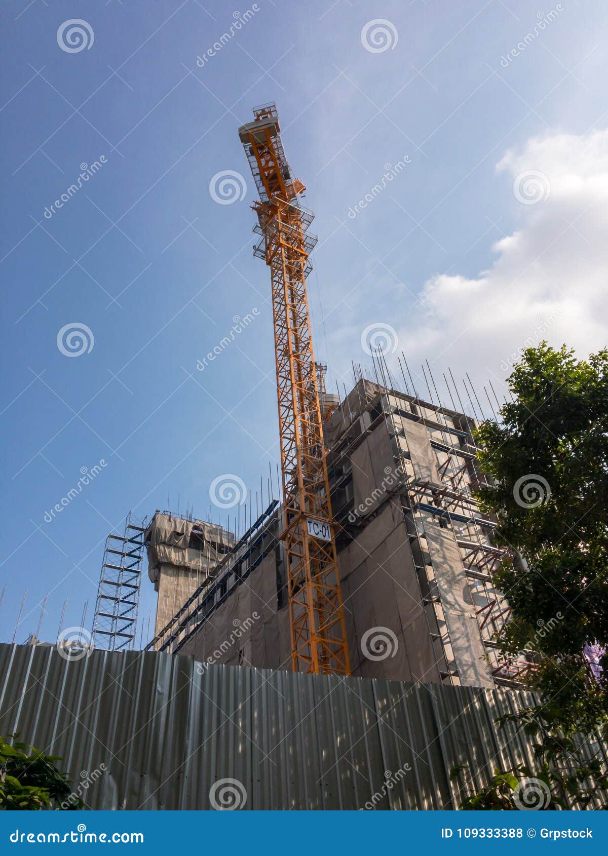 High Building Construction with Crane Operation Stock Photo - Image of ...