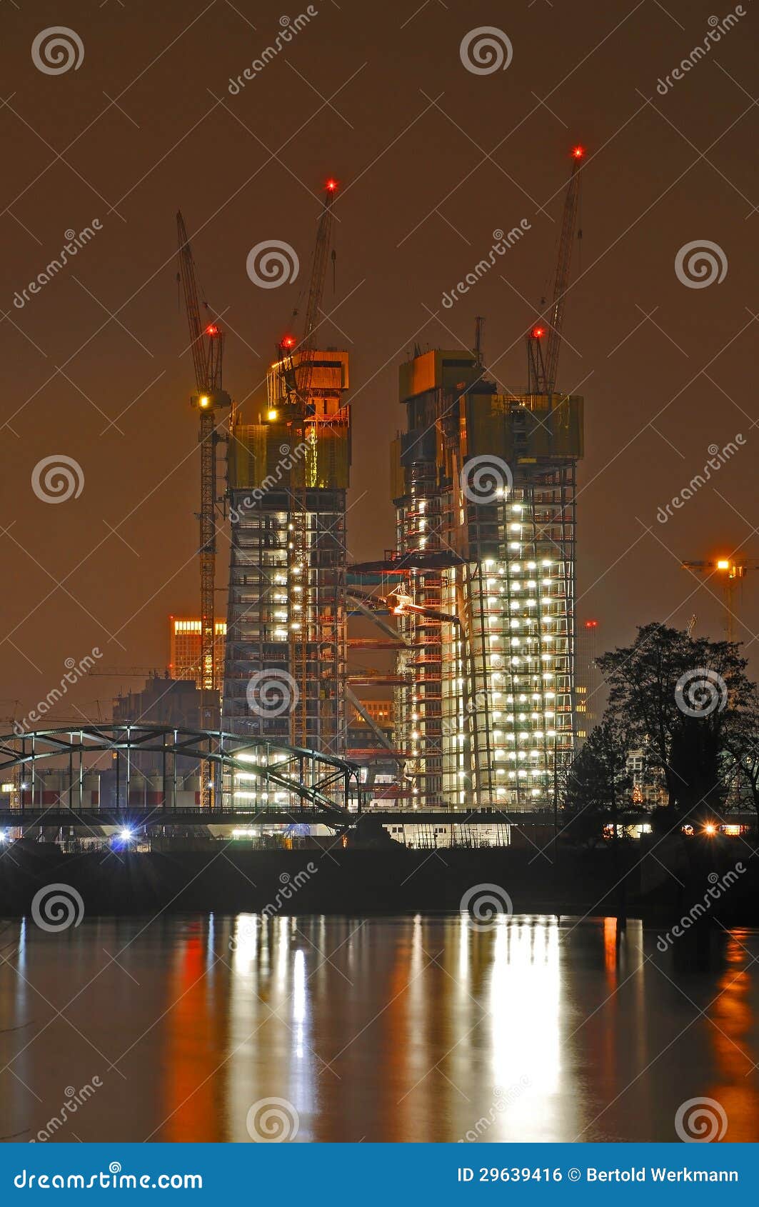 High-building Construction by Night Stock Photo - Image of night, craft ...