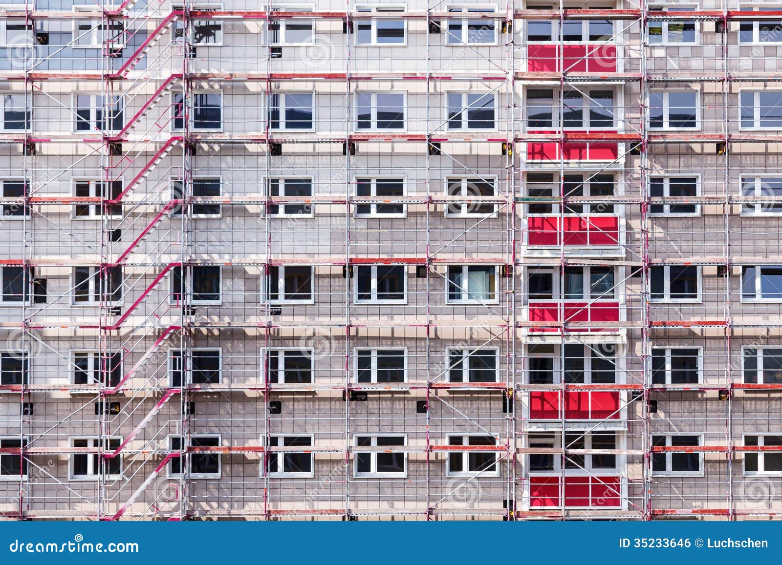 High Building House in Scaffolding Stock Photo - Image of frame, site ...