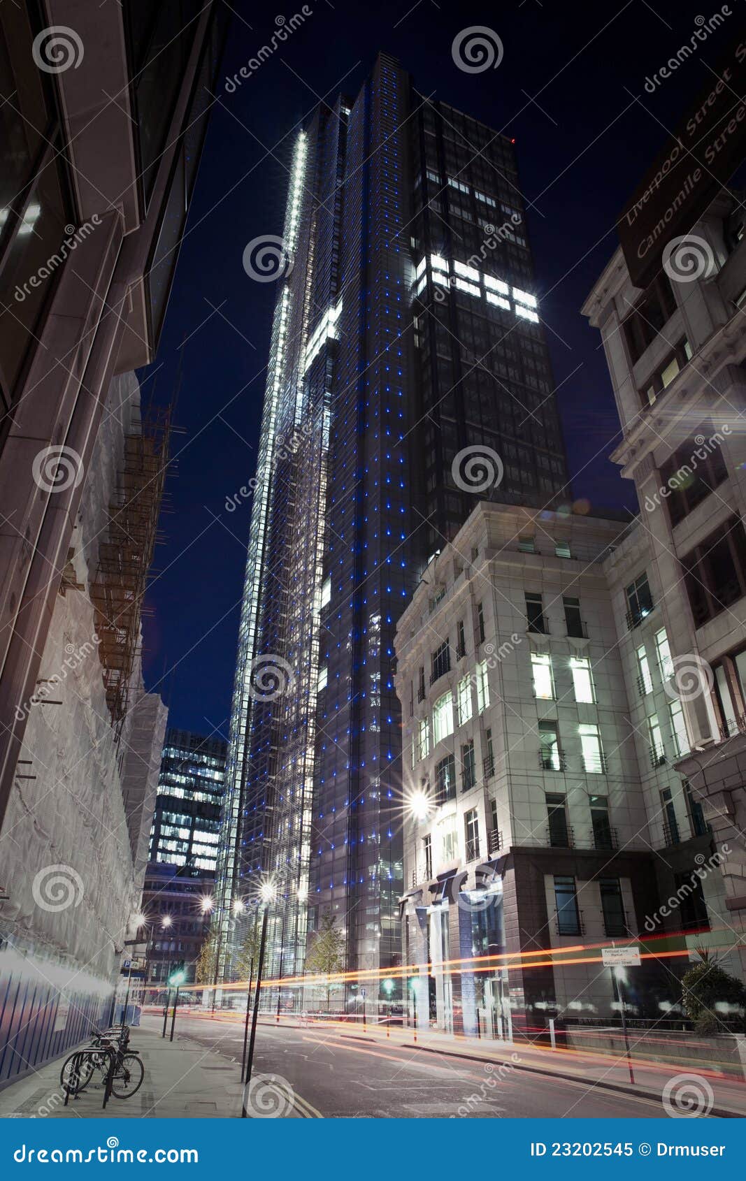 High Building at Night stock image. Image of road, europe - 23202545