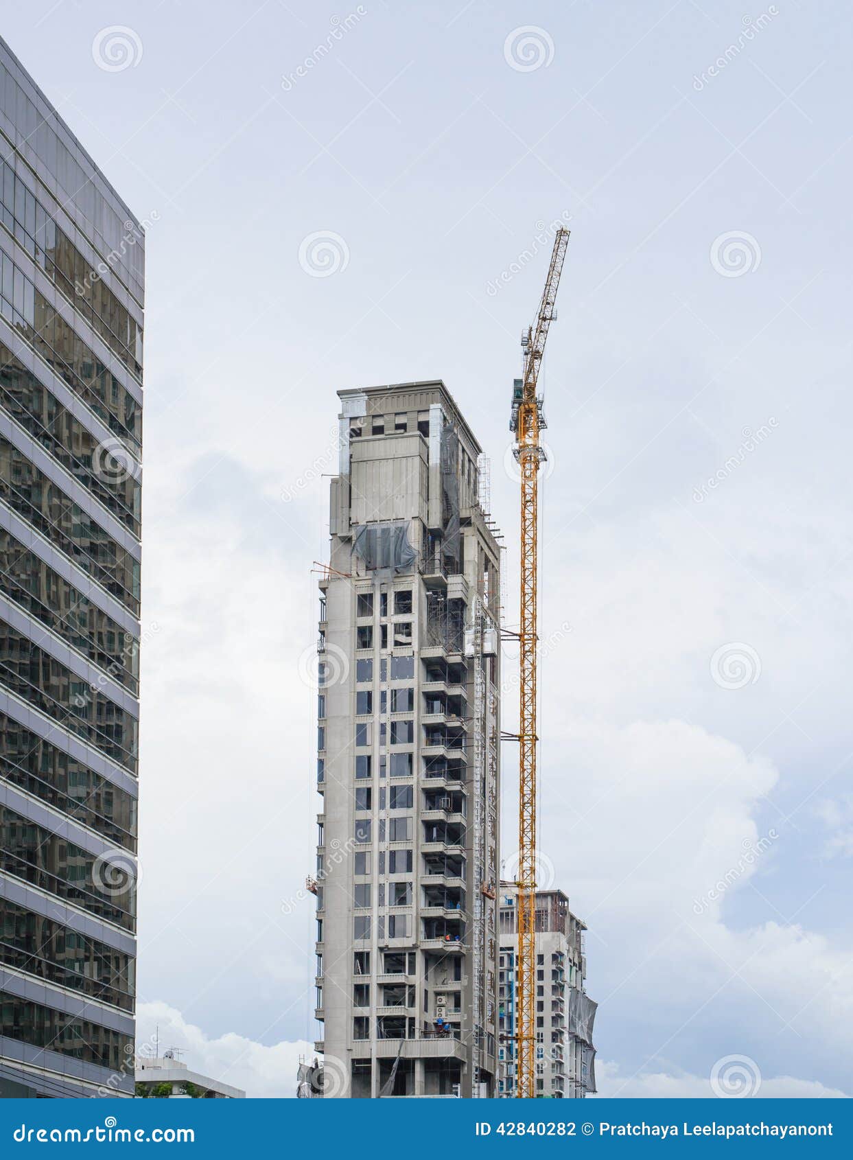 High Building Site with Crane Stock Photo - Image of civil ...