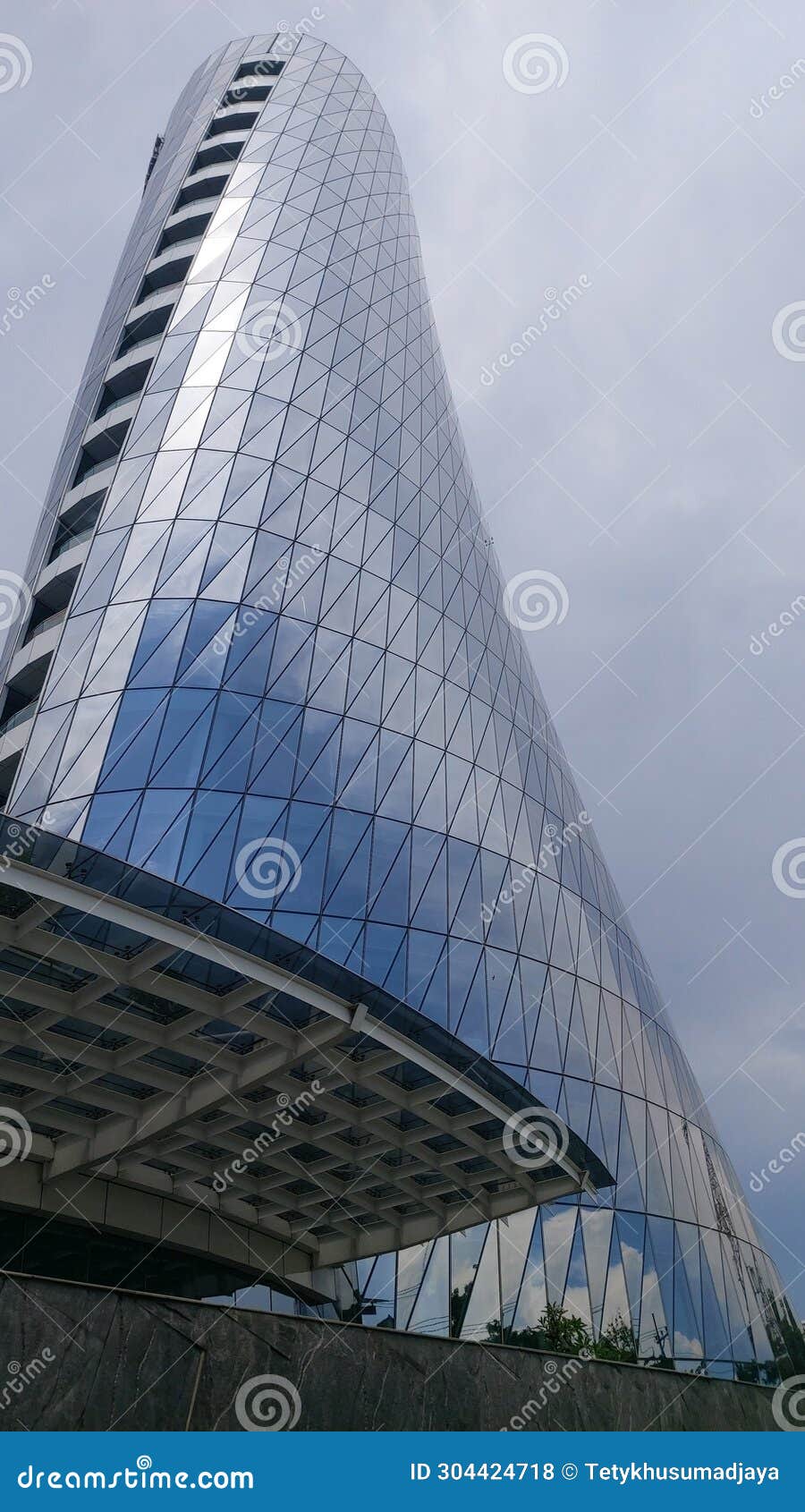 High Building with Triangle Glasses with Great Architecture in the City ...
