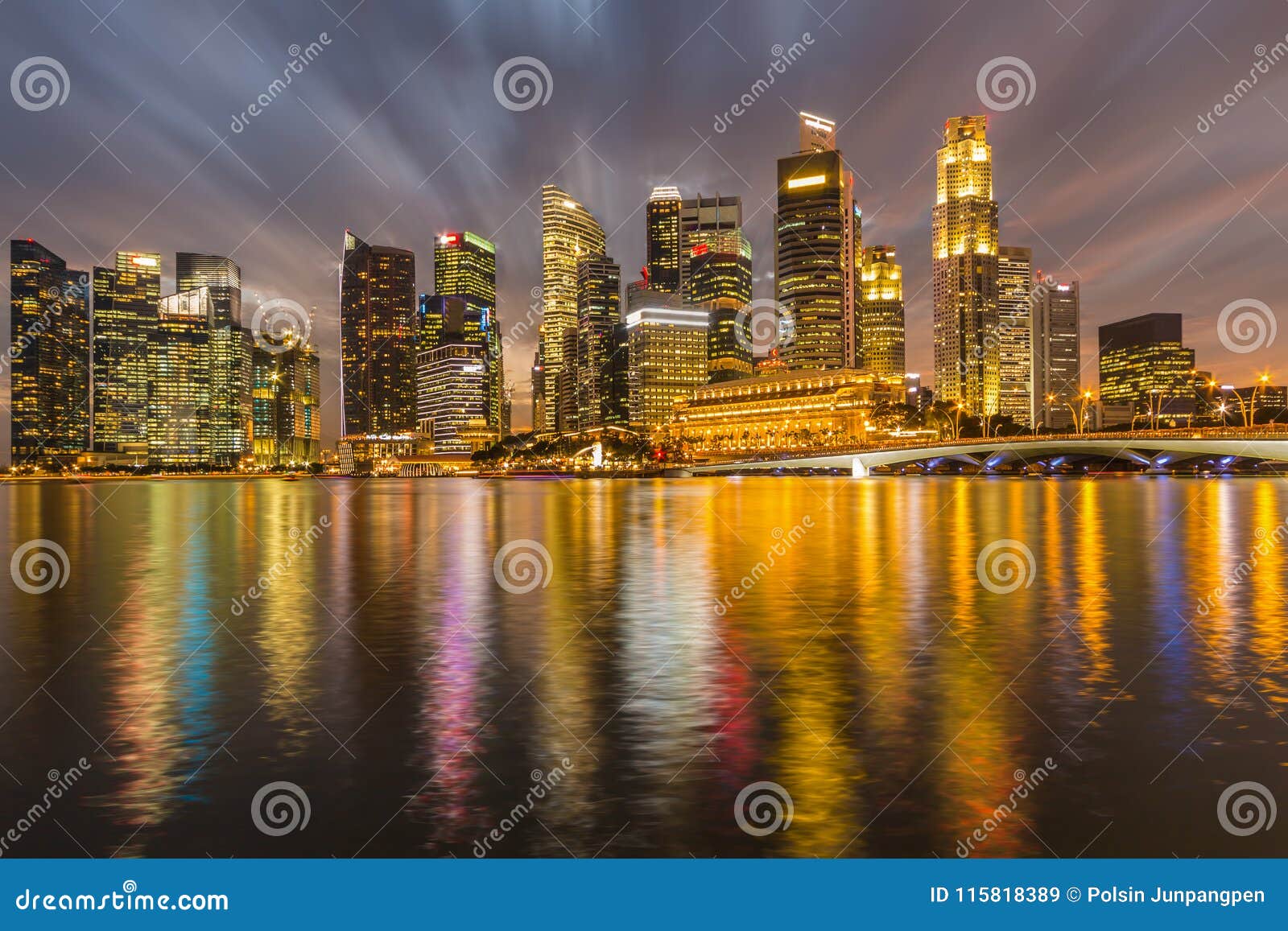 High Building and Water Reflection at Twilight Time. Stock Image ... High Building and Water Reflection at Twilight Time. Stock Image ...