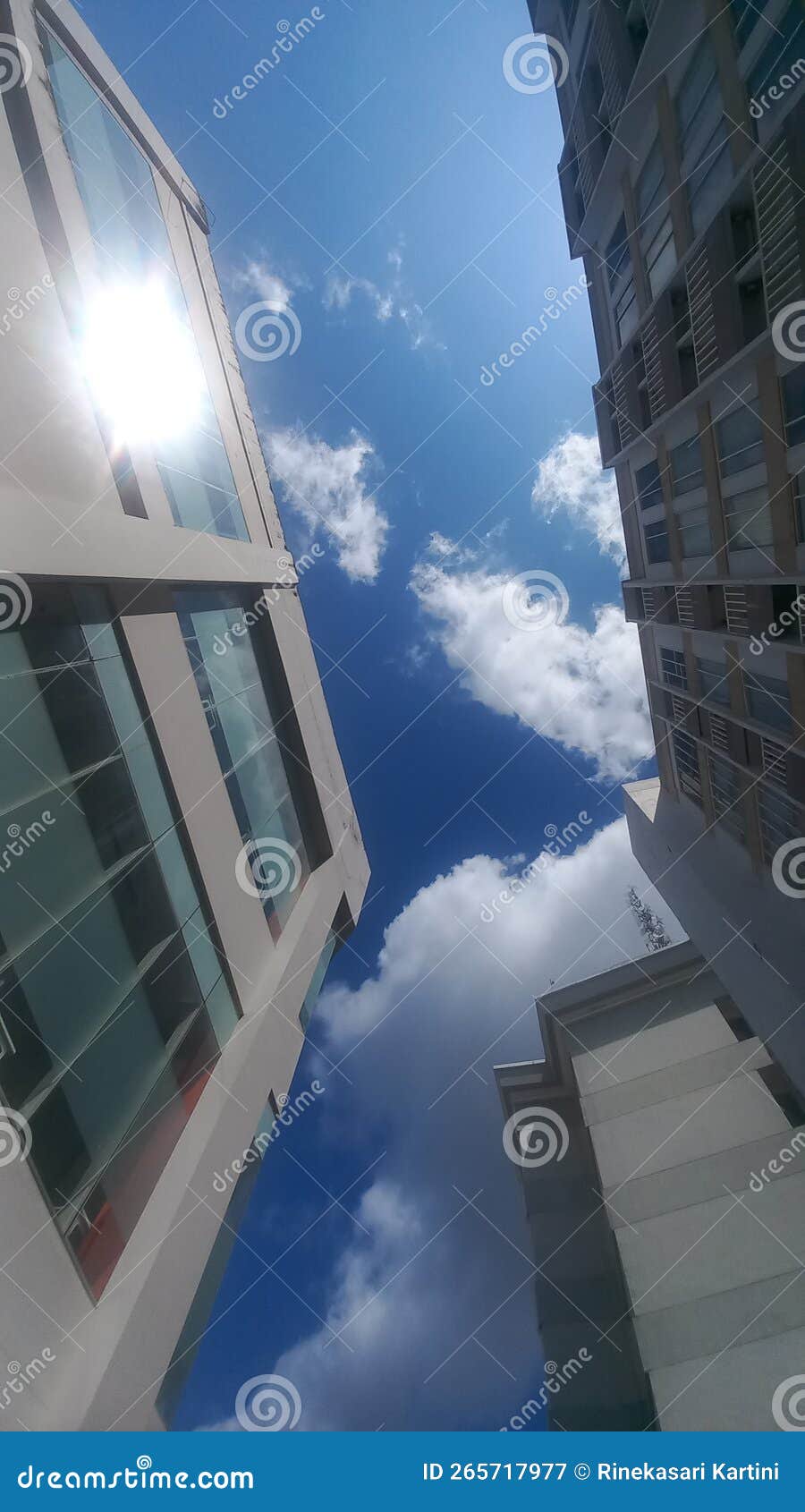 High Buildings with a Bright Sky Background and Sunlight Stock Image ...