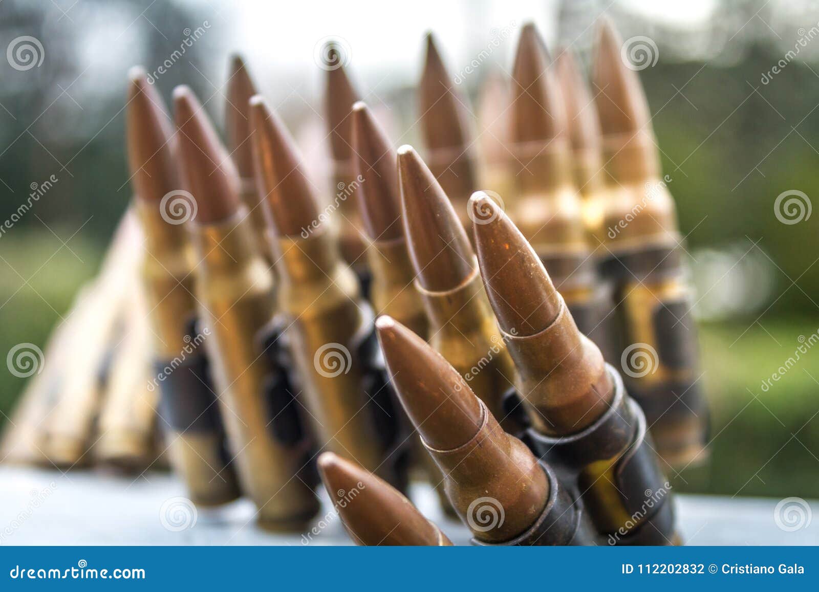High Caliber Bullets Belt stock photo. Image of background - 112202832