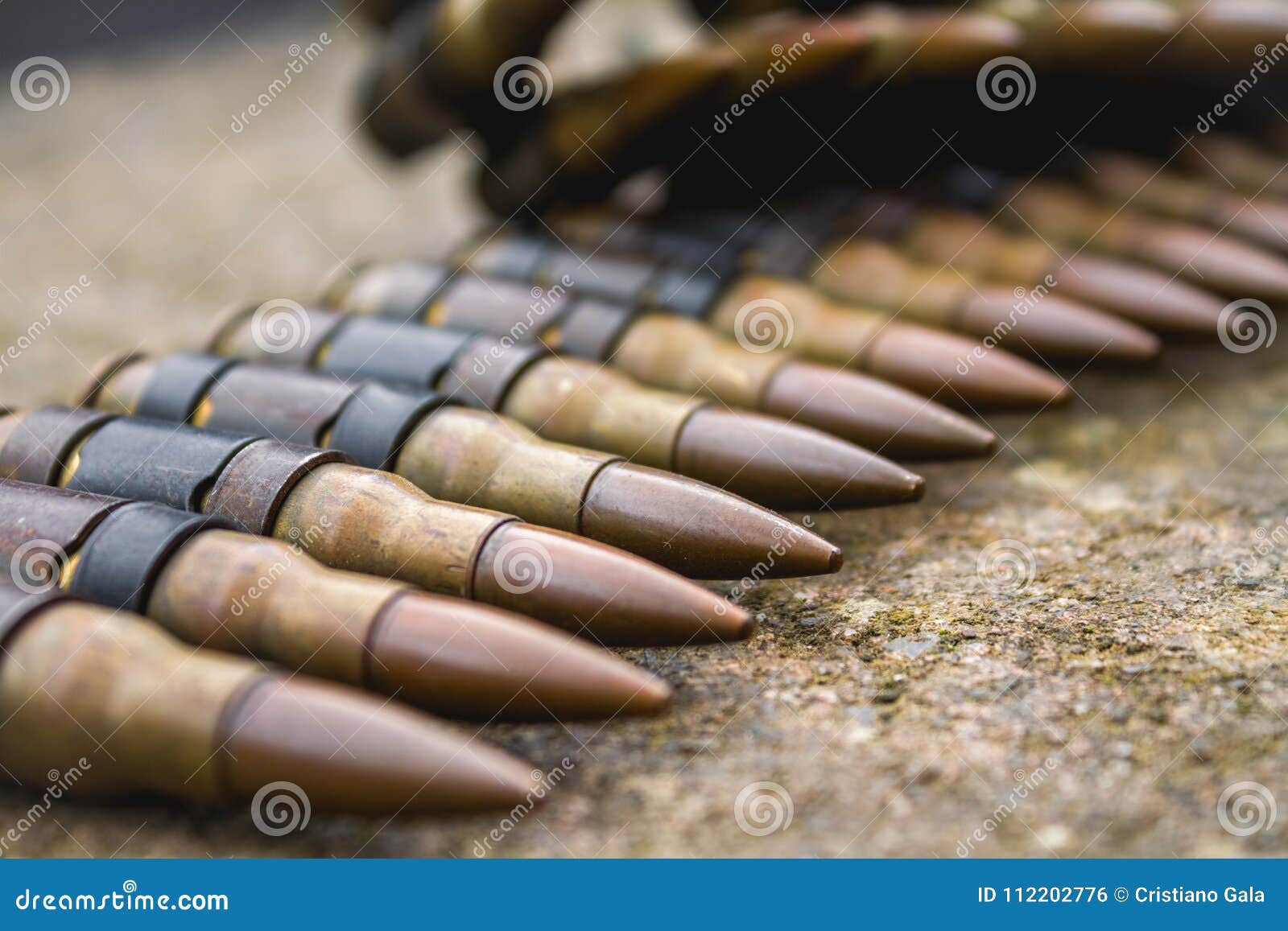High Caliber Bullets on Belt Stock Photo - Image of bullet, gear: 112202776