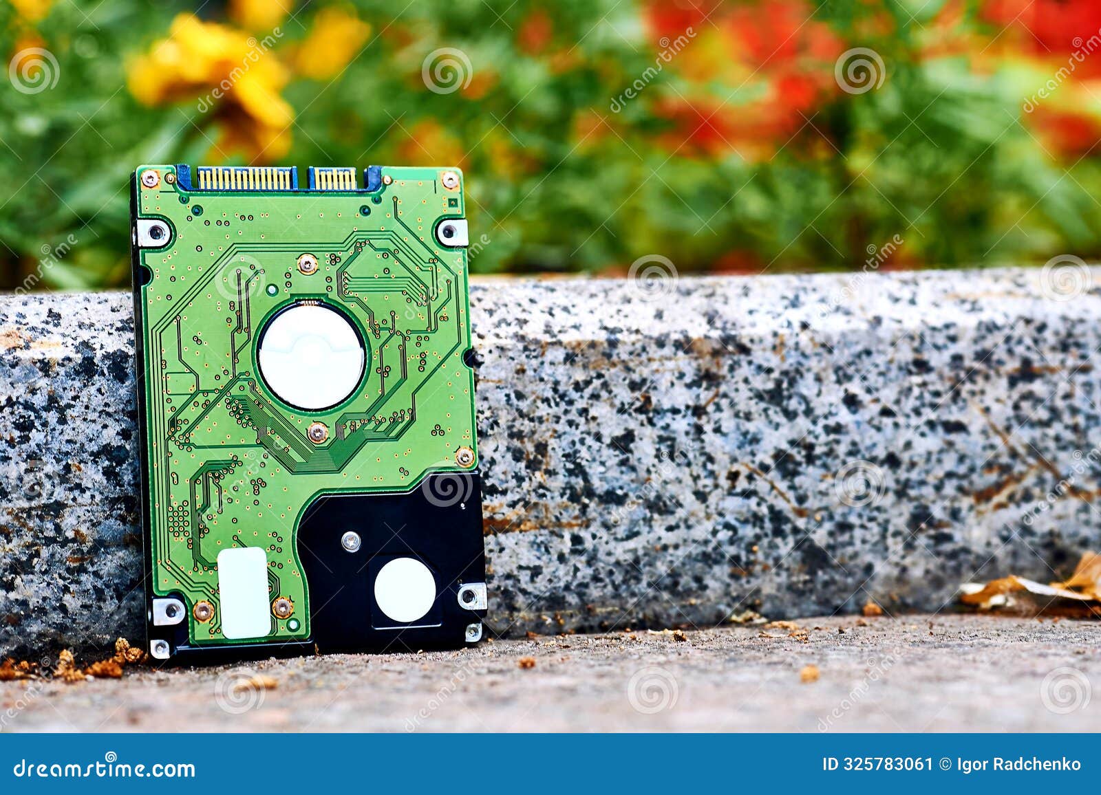 Green Internal Hard Drive for Storing Information on Sidewalk Stock ...