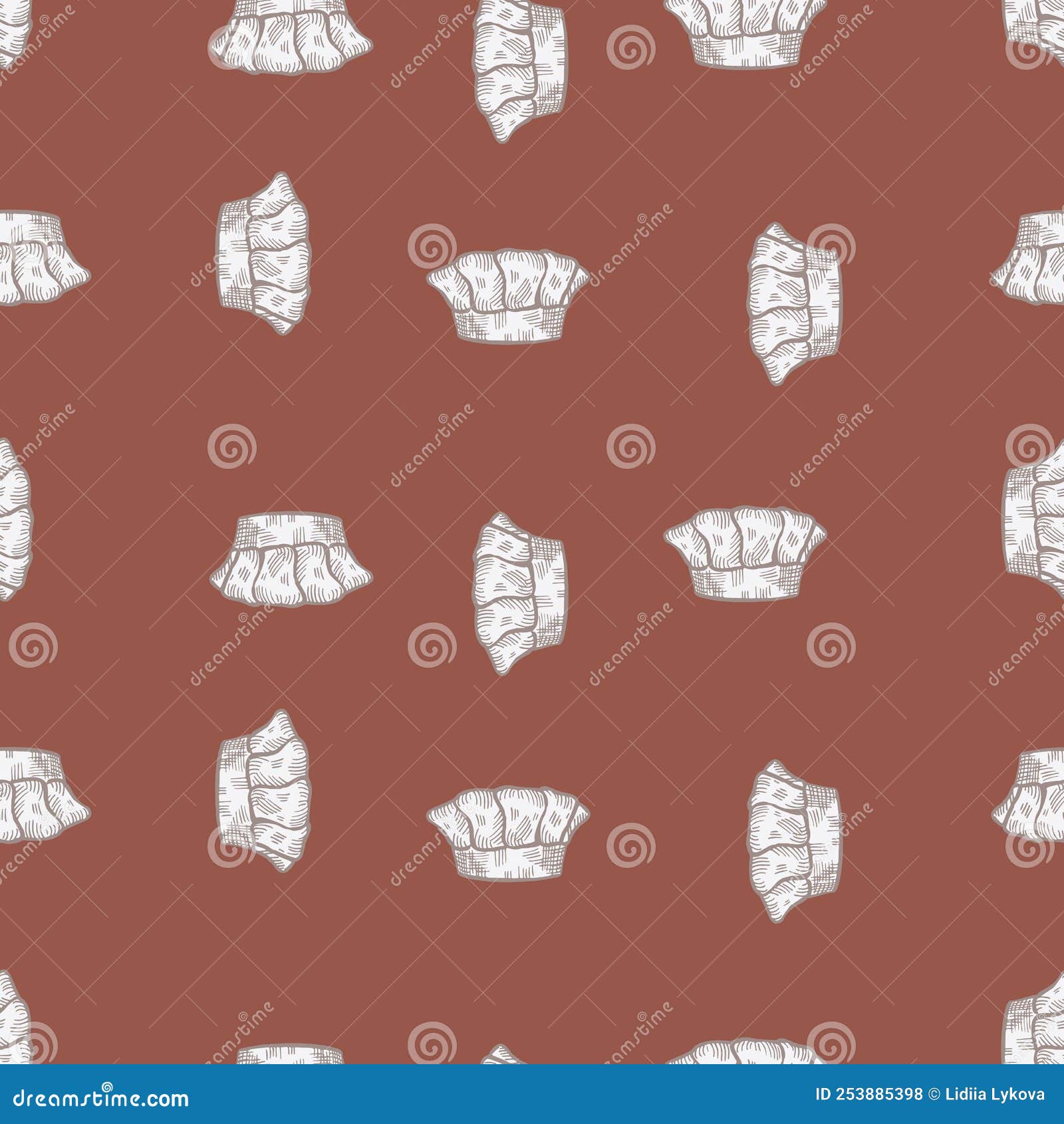 High Chef Hat Engraved Seamless Pattern. Kitchen Traditional Element in ...