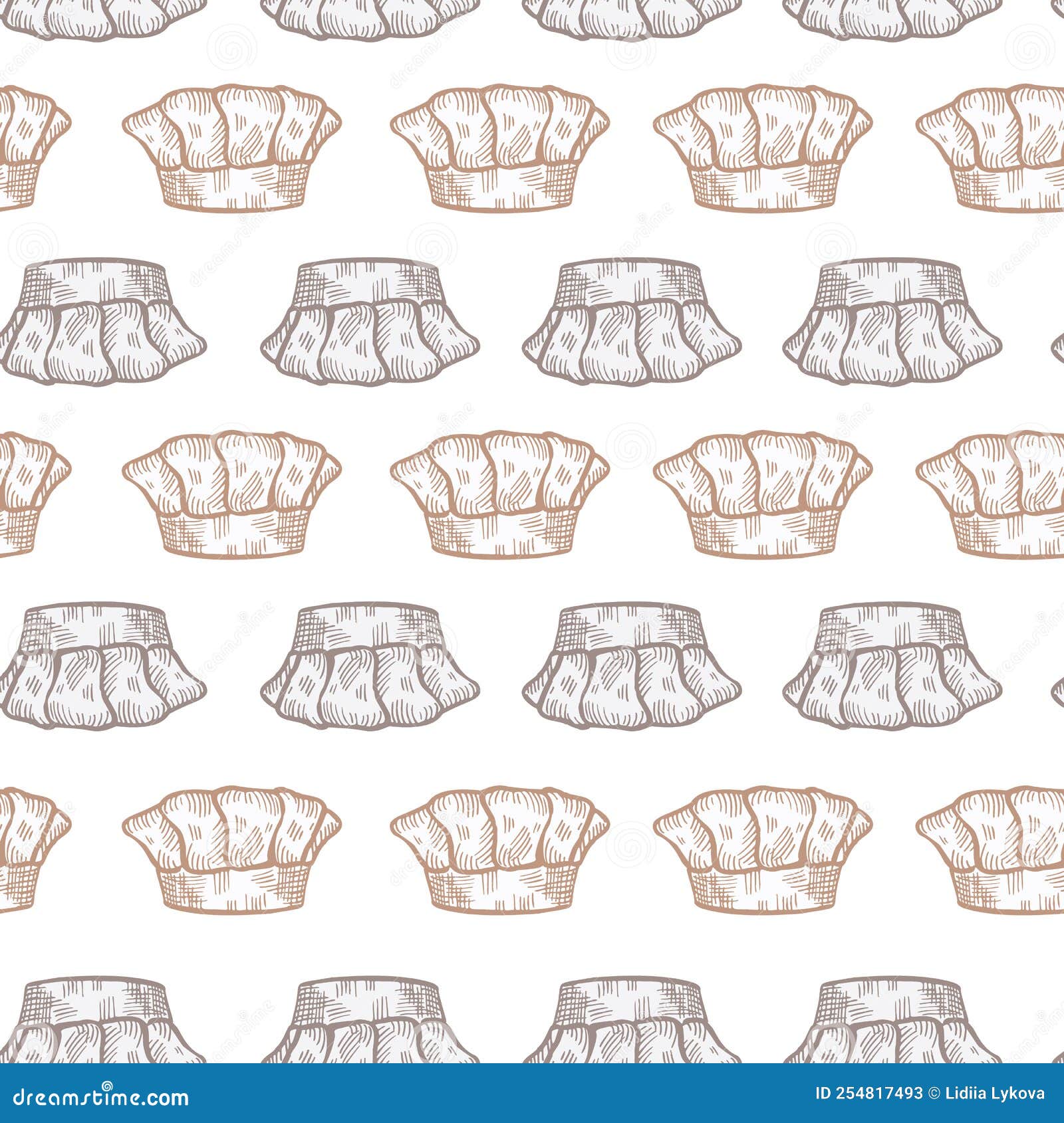 High Chef Hat Engraved Seamless Pattern. Kitchen Traditional Element in ...