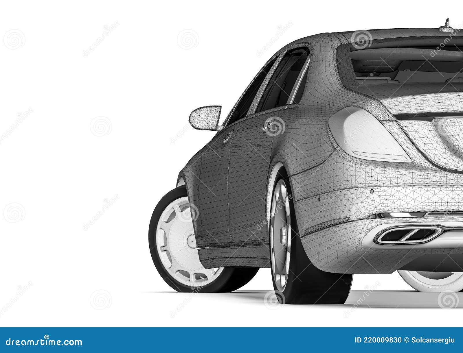 High Class Car in a Mesh Texture Representing CAD Design Stock ...