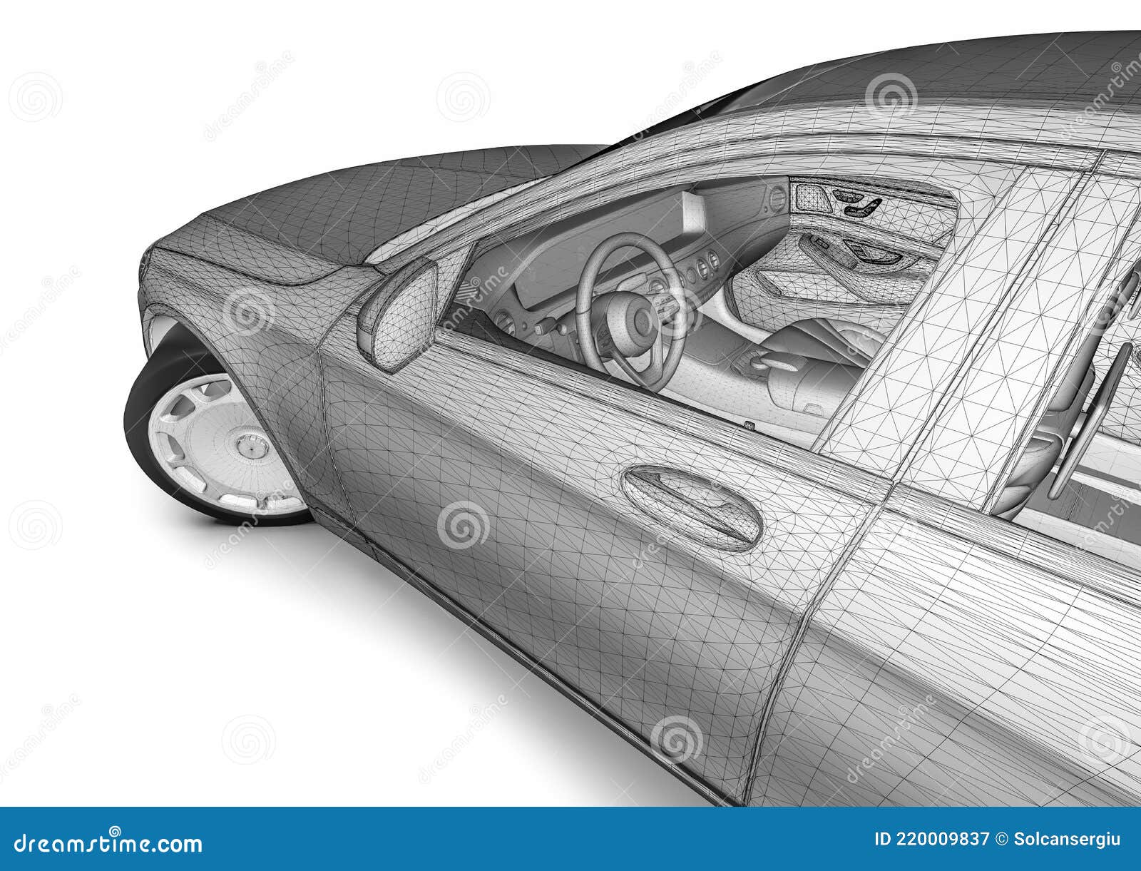 High Class Car in a Mesh Texture Representing CAD Design Stock ...