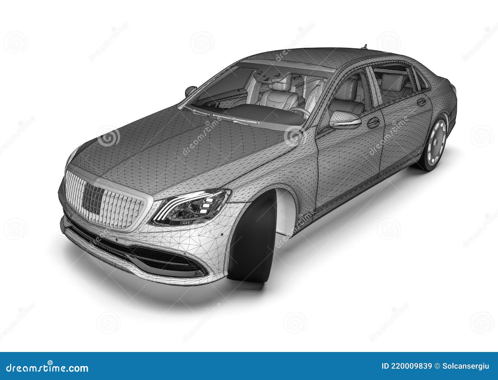 High Class Car in a Mesh Texture Representing CAD Design Stock ...