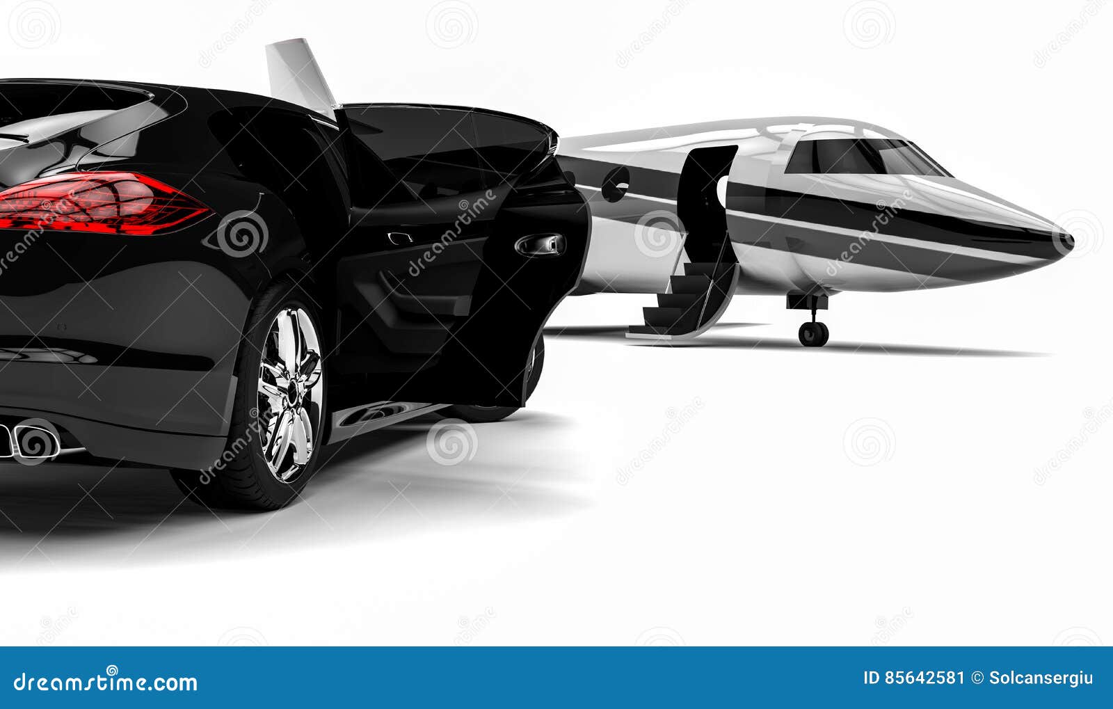 High Class Limousine With Private Jet Royalty-Free Stock Photo ...
