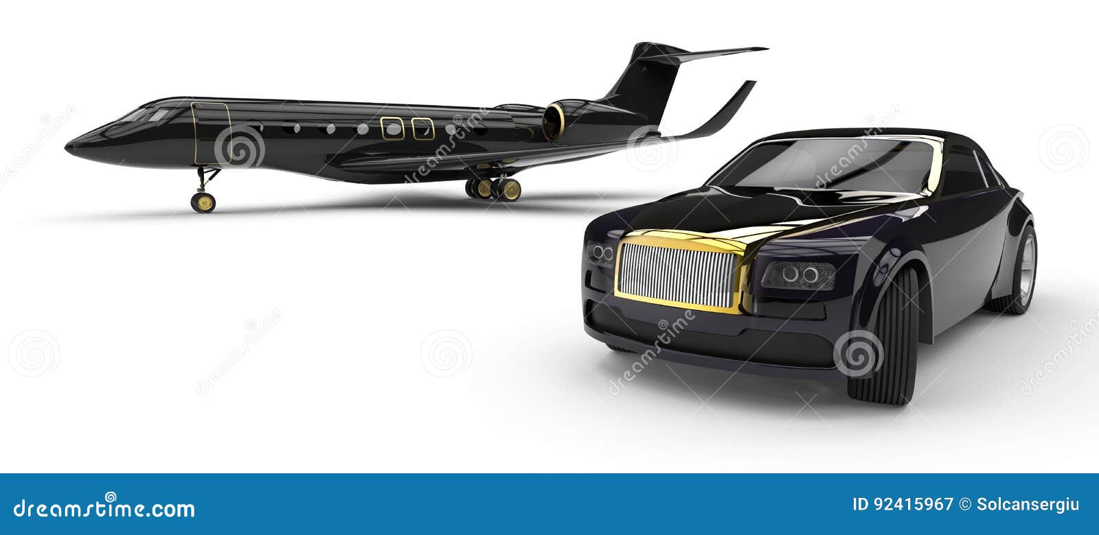 High Class Limousine With Private Jet Royalty-Free Stock Photo ...