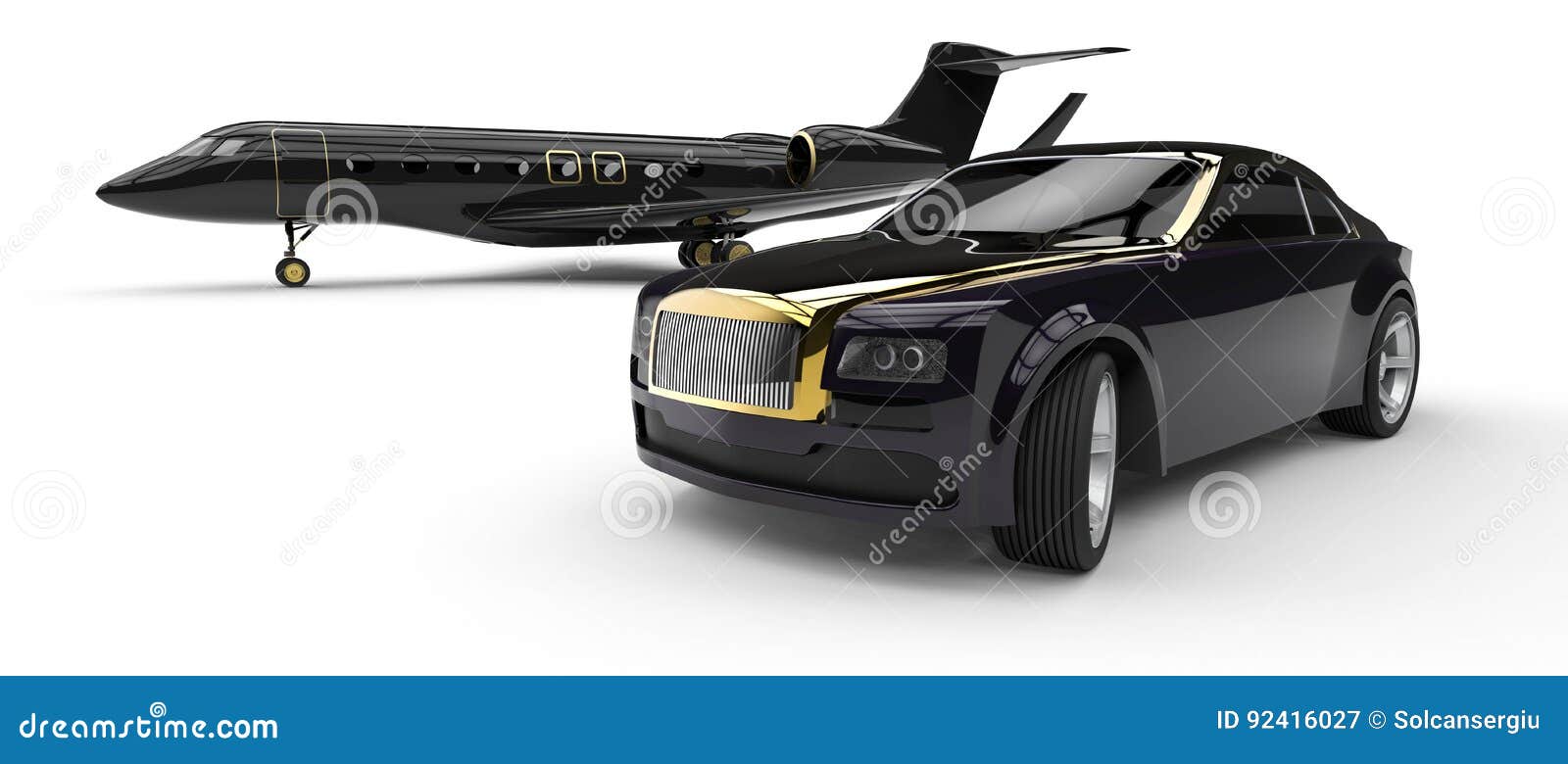 High Class Limousine With Private Jet Royalty-Free Stock Photo ...