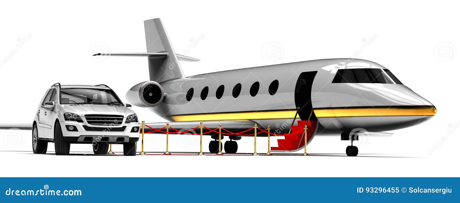 High Class Limousine With Private Jet Royalty-Free Stock Photo ...