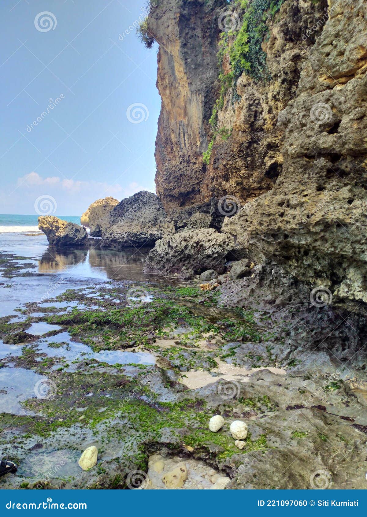 High cliff on the beach stock photo. Image of rock, landscape - 221097060