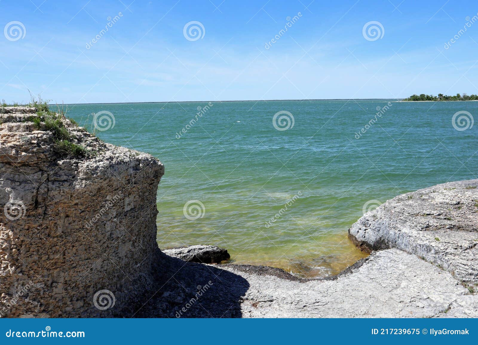 High Cliffs on the Shore of the Lake. Stock Image - Image of coastline ...