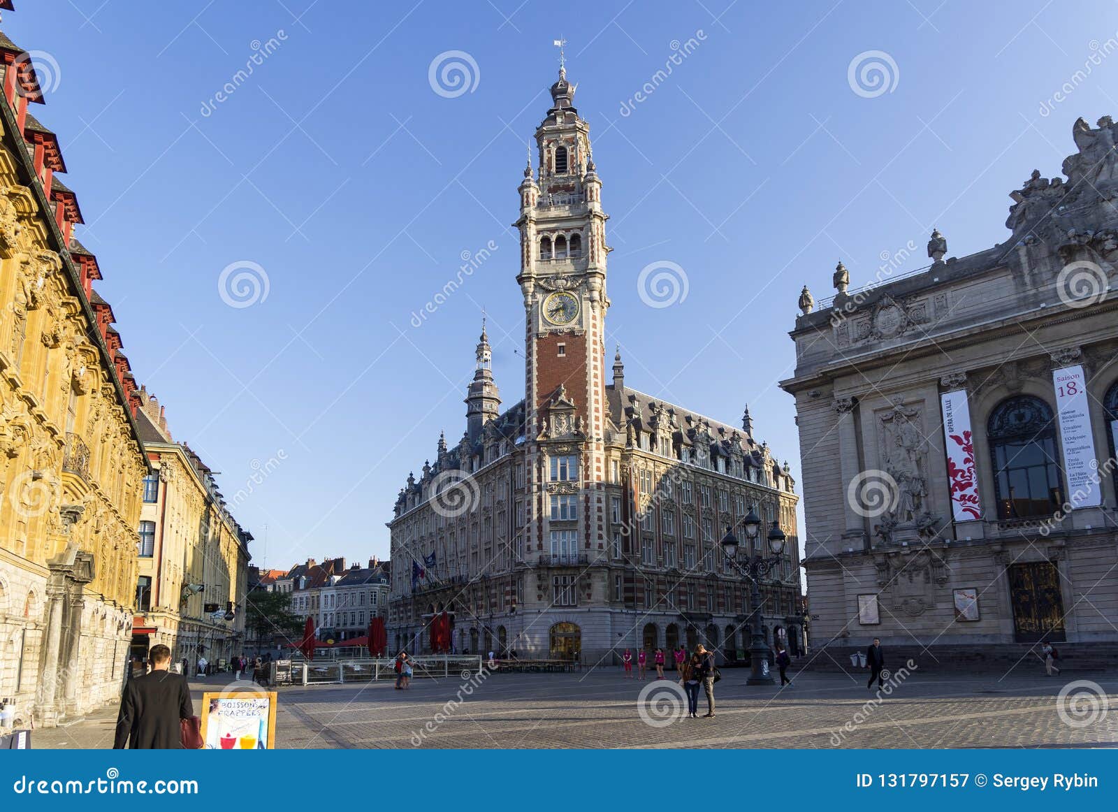 High Clock Tower In Lille France Editorial Photography Image Of Serene High 131797157