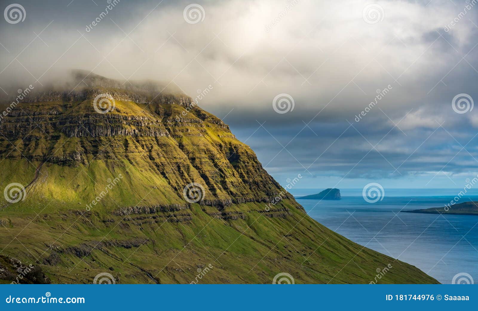 High Mountain Near the Ocean with Islets Stock Photo - Image of ...